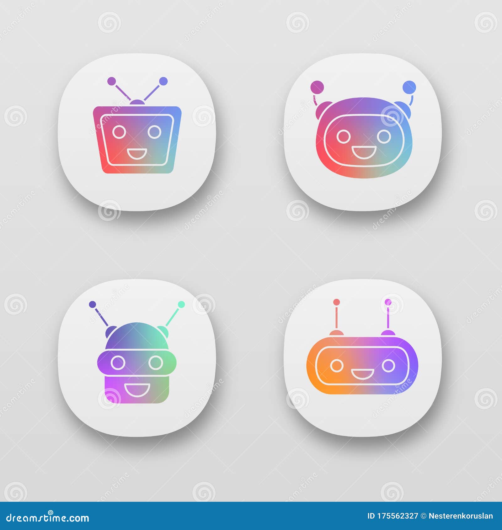 Chatbots app icons set stock vector. Illustration of assistant - 175562327