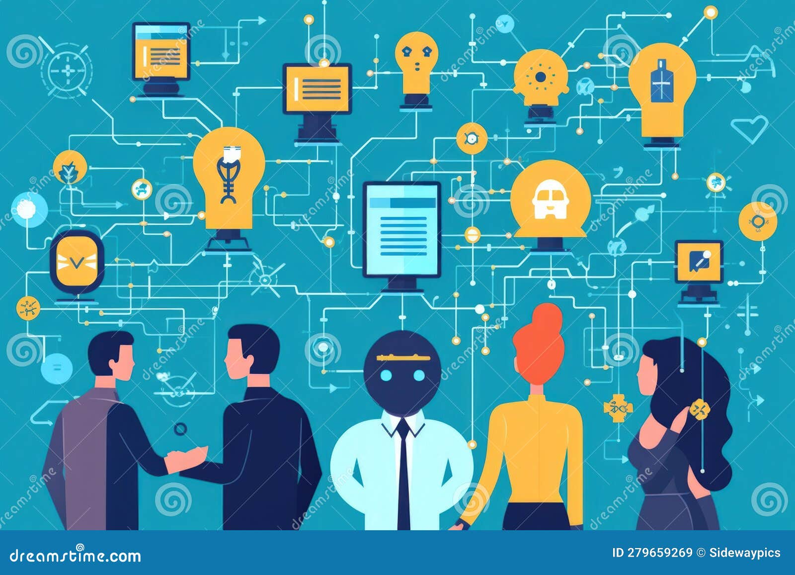 Chatbots and Artificial Intelligence - Generative AI Stock Illustration ...