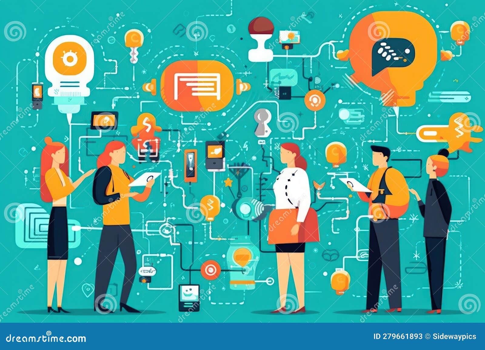 Chatbots and Artificial Intelligence - Generative AI Stock Illustration ...