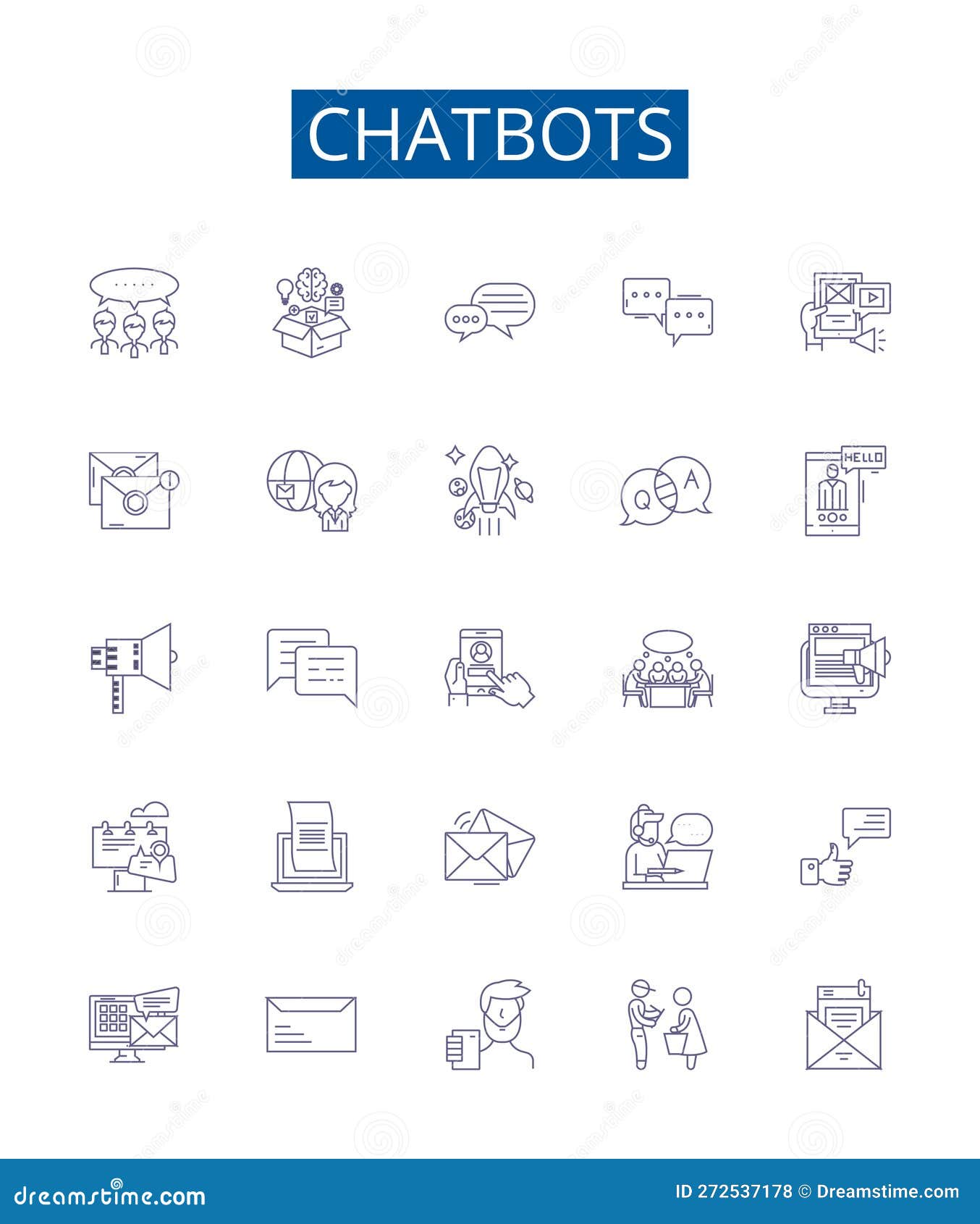 Chatbots Line Icons Signs Set. Design Collection of Chatbots ...