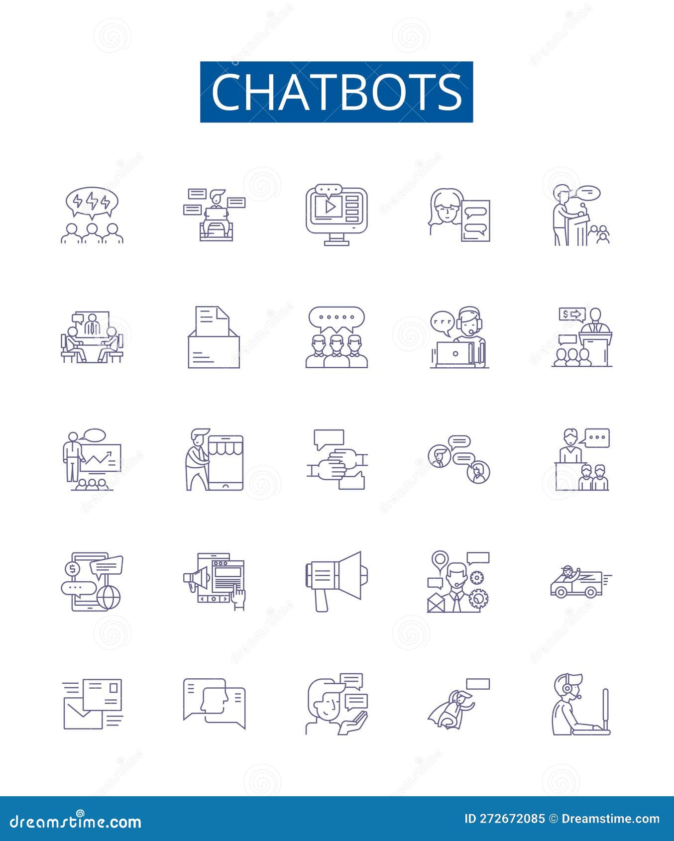 Chatbots Line Icons Signs Set. Design Collection of Chatbots ...