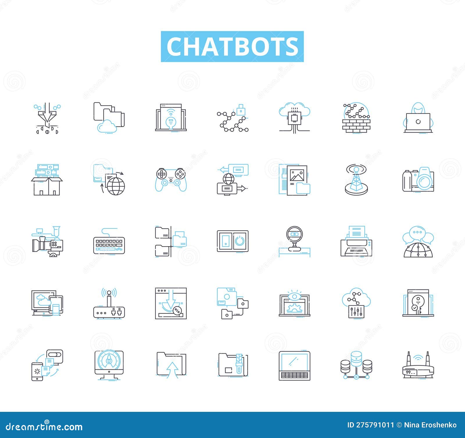 Chatbots Linear Icons Set. Automation, Conversation, Interaction ...