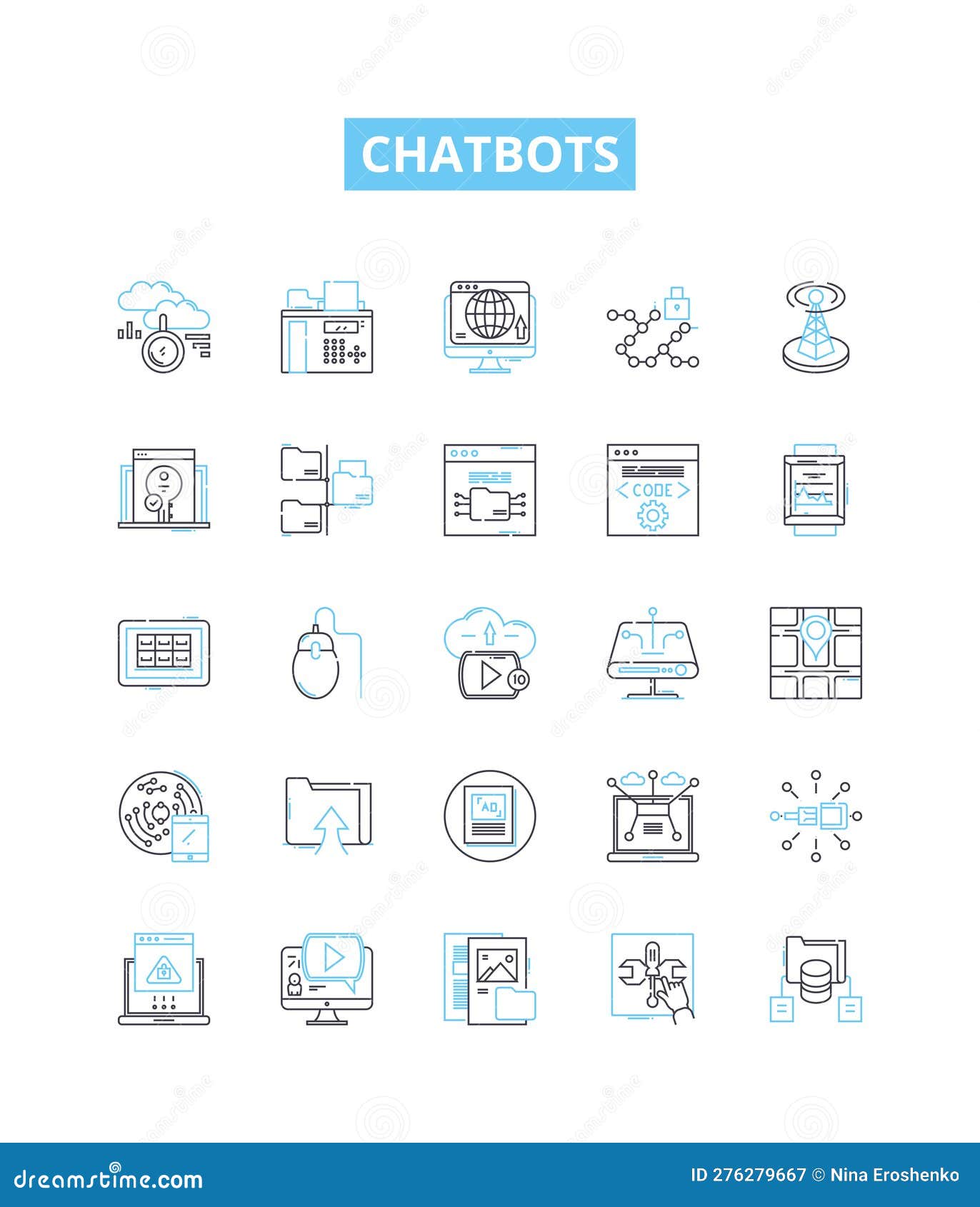 Chatbots Vector Line Icons Set. Chatbots, AI, Automation, Dialogue ... Chatbots Vector Line Icons Set. Chatbots, AI, Automation, Dialogue ...
