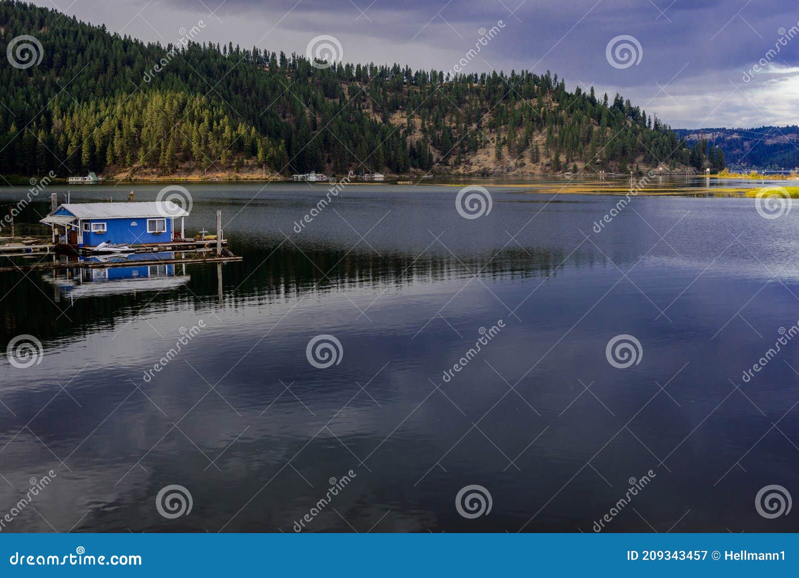 Chatcolet Lake stock image. Image of reflect, calm, tree - 209343457