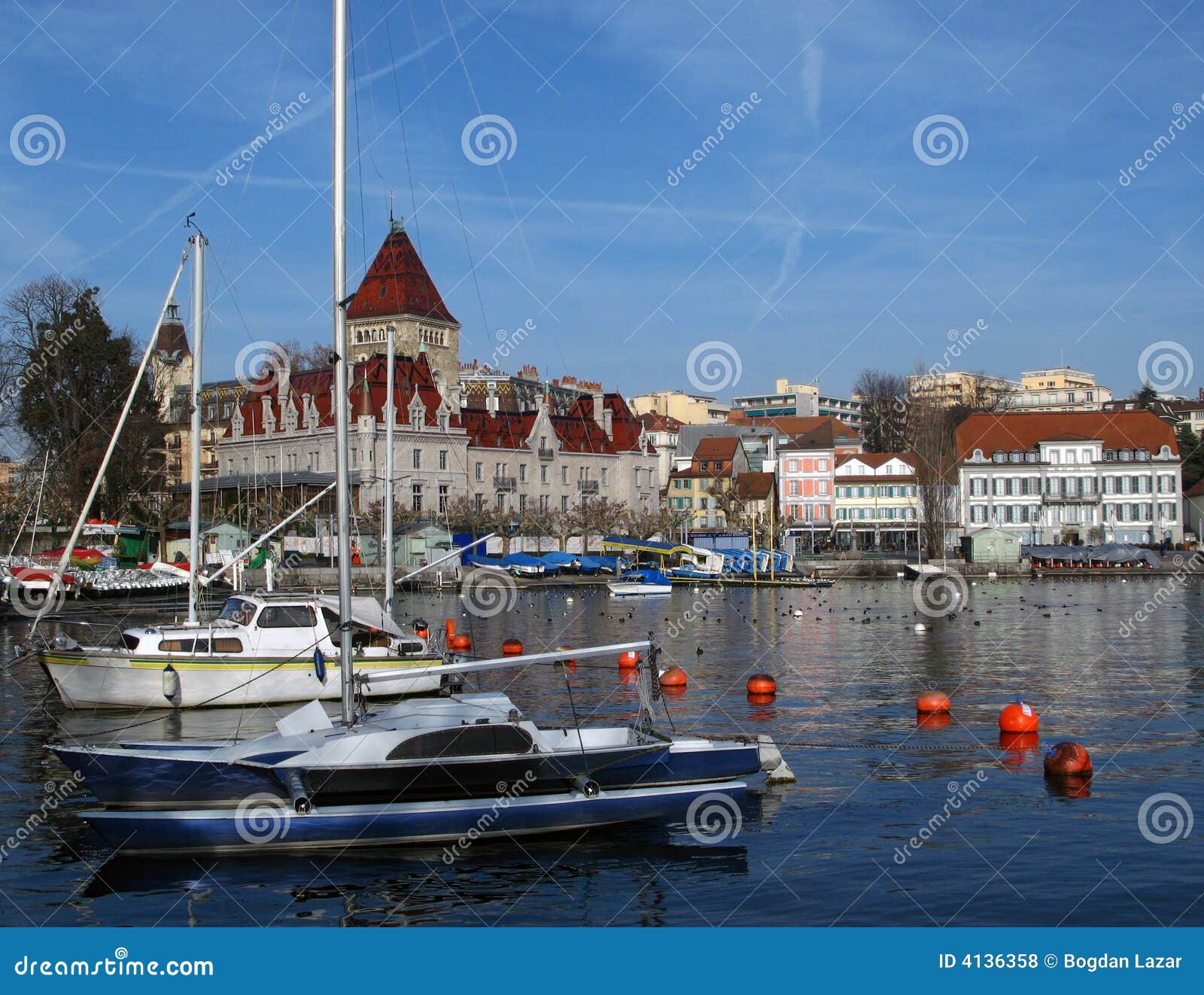 Chateau D Ouchy 03, Lausanne, Switzerland Stock Photo - Image of light ...