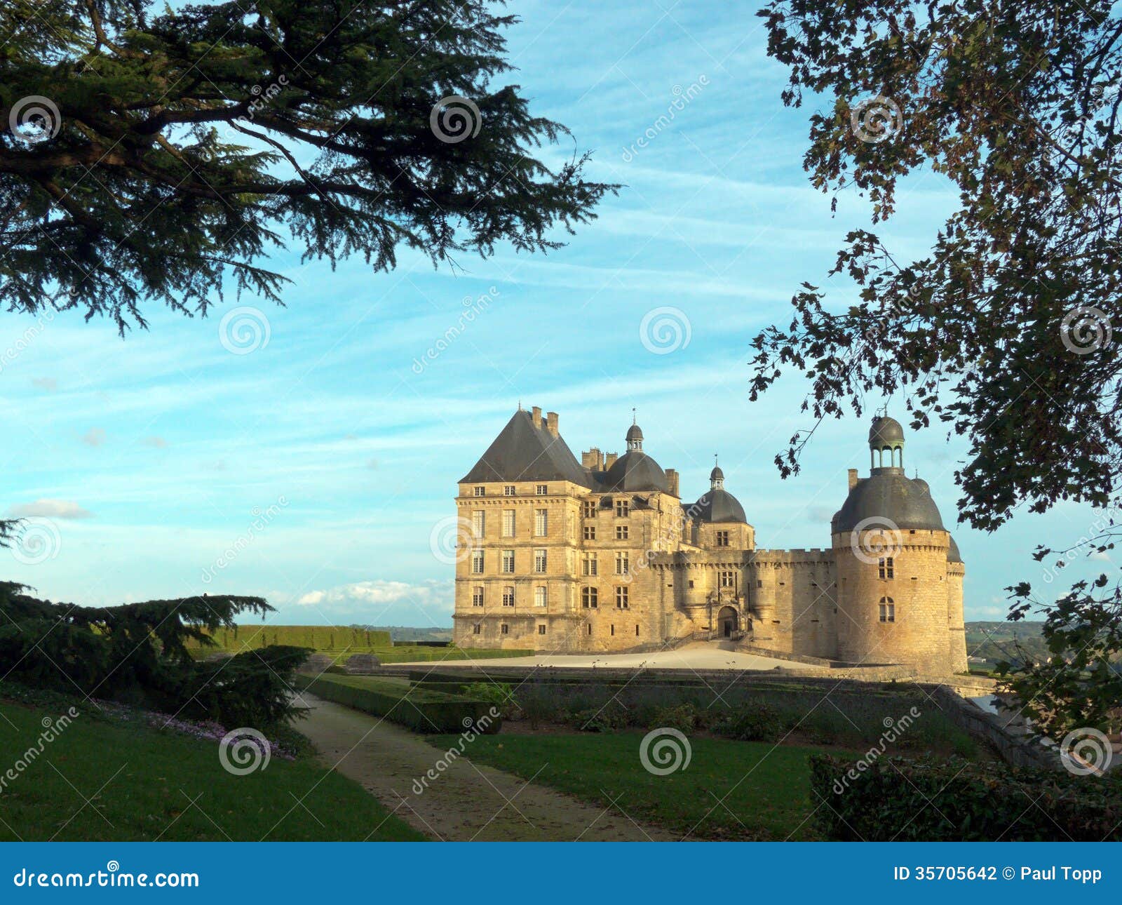 Chateau Hautefort Castle in France Stock Photo - Image of elegant ...
