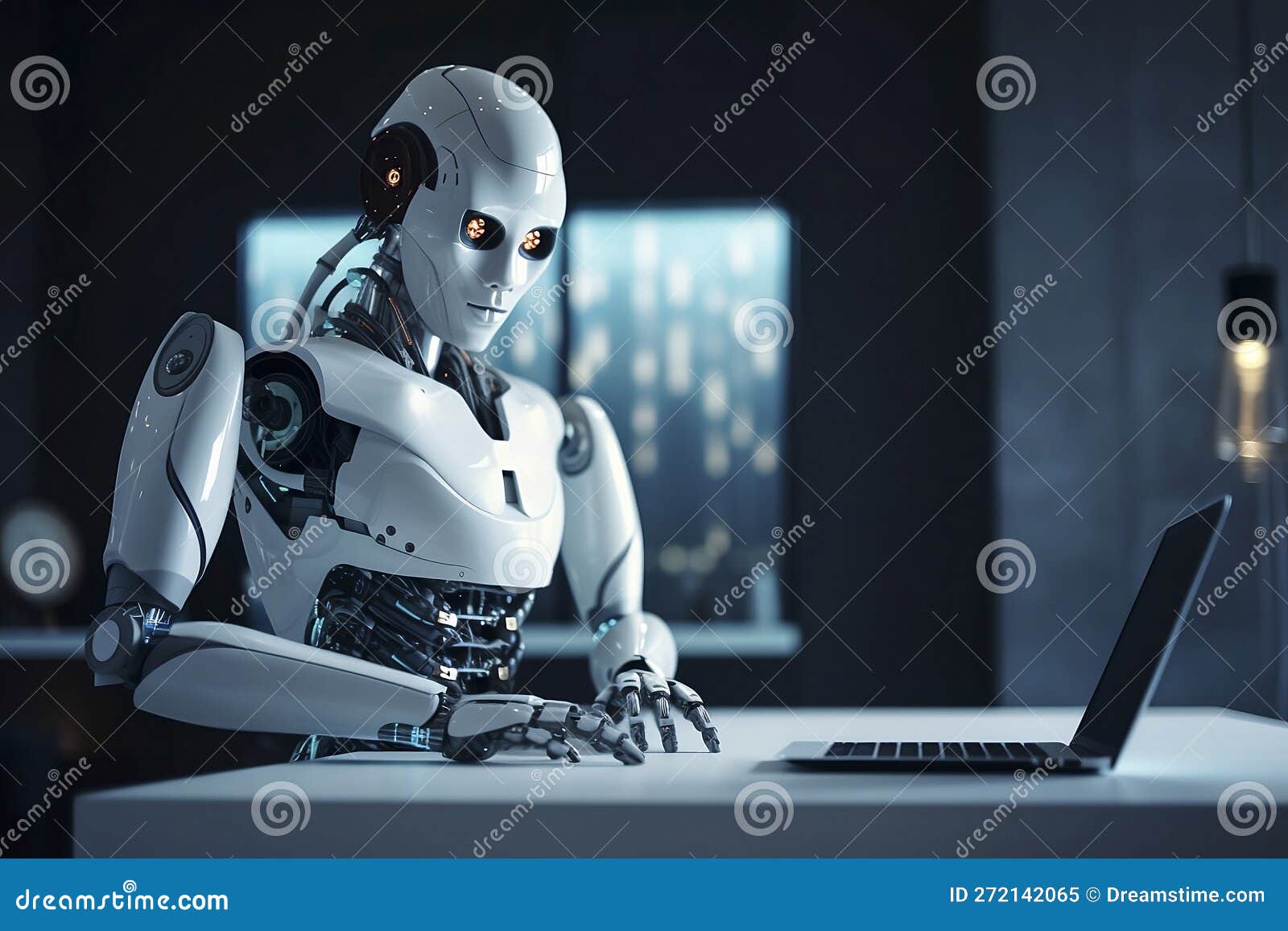 Chatgpt Ai Robot Sitting Hacking Infront of Laptop Stock Illustration ...