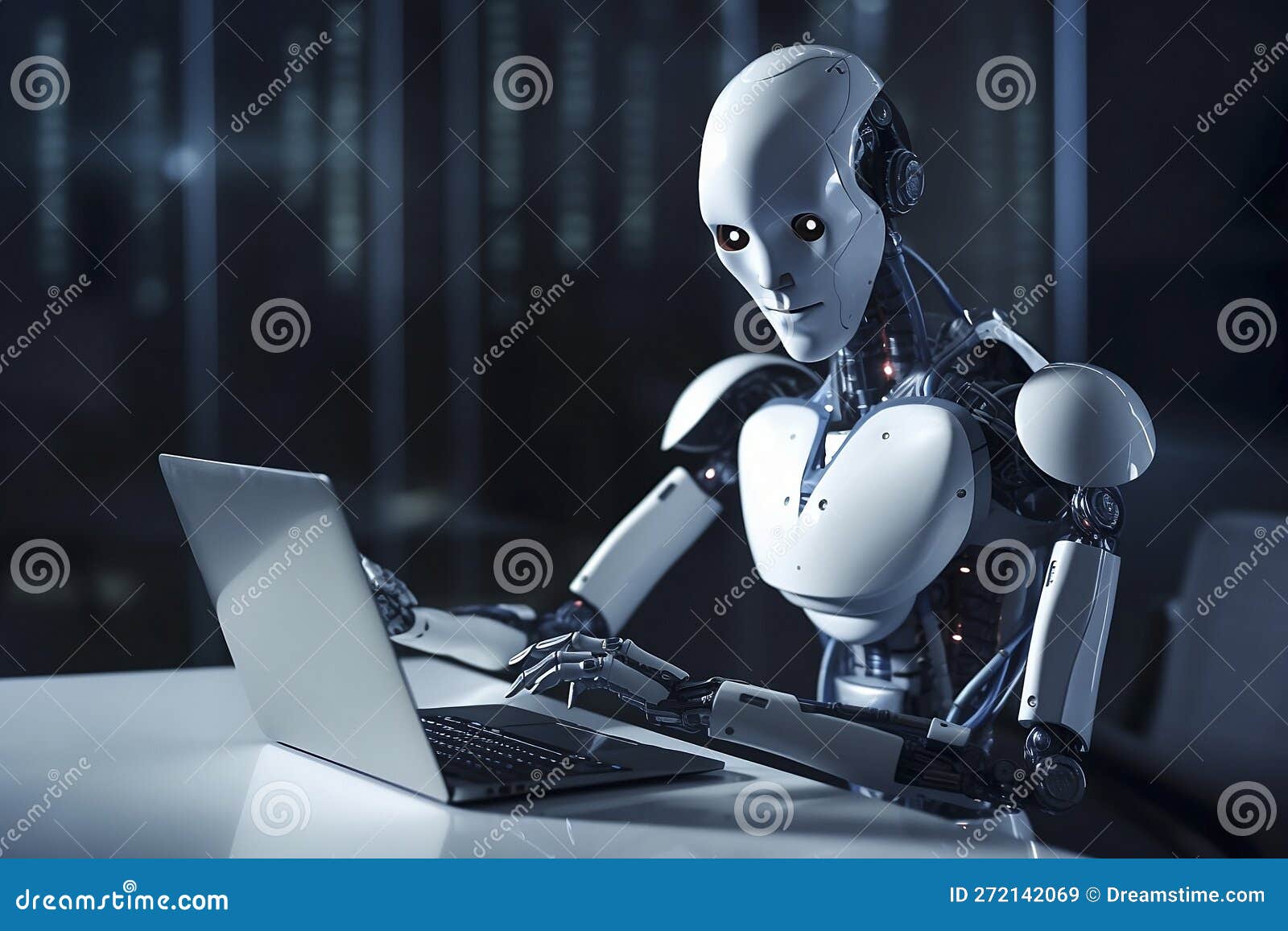 Chatgpt Ai Robot Sitting Hacking Infront of Laptop Stock Illustration ...