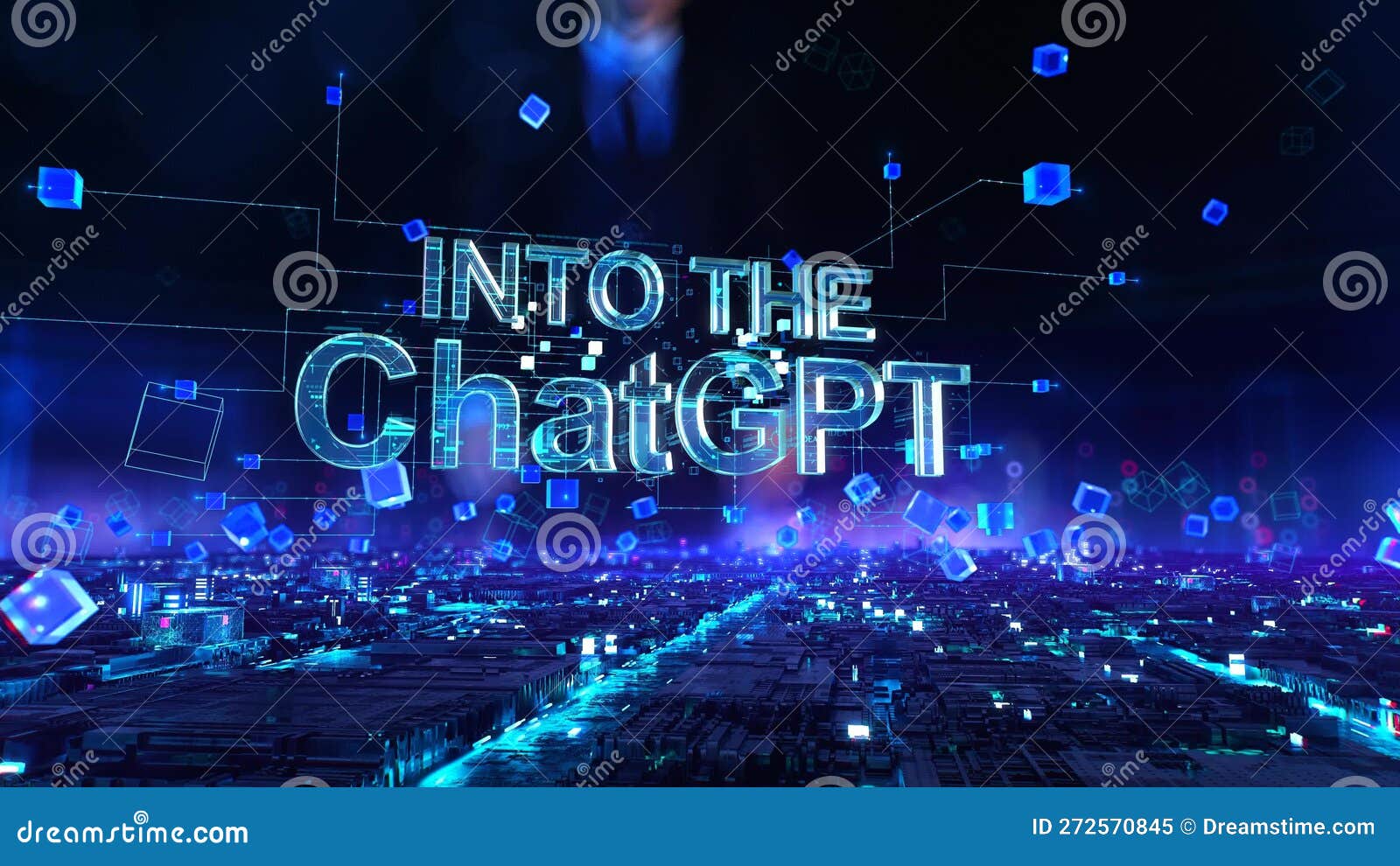 Into the ChatGPT - Businessman Working with Virtual Reality at Night ...