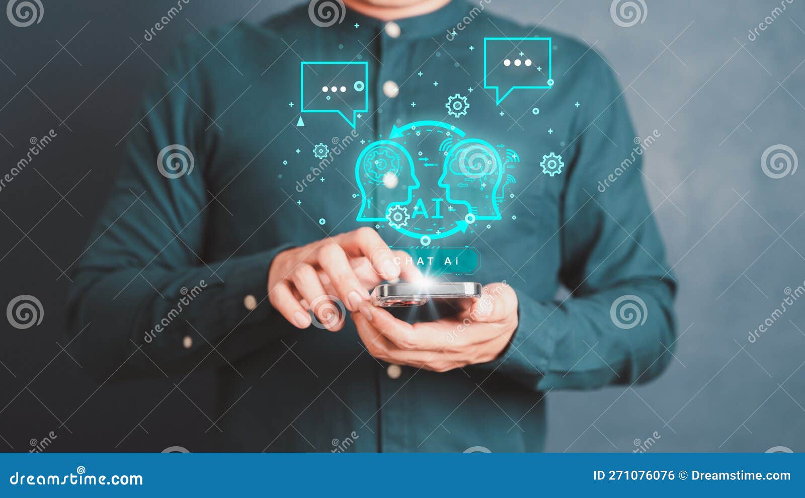 Adult Man Chatting with a Smart AI Chatbot Developed, Futuristic ...