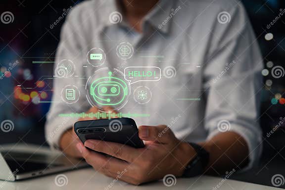 ChatGPT Chat with AI or Artificial Intelligence. Digital Chatbot, Robot Application, OpenAI ...