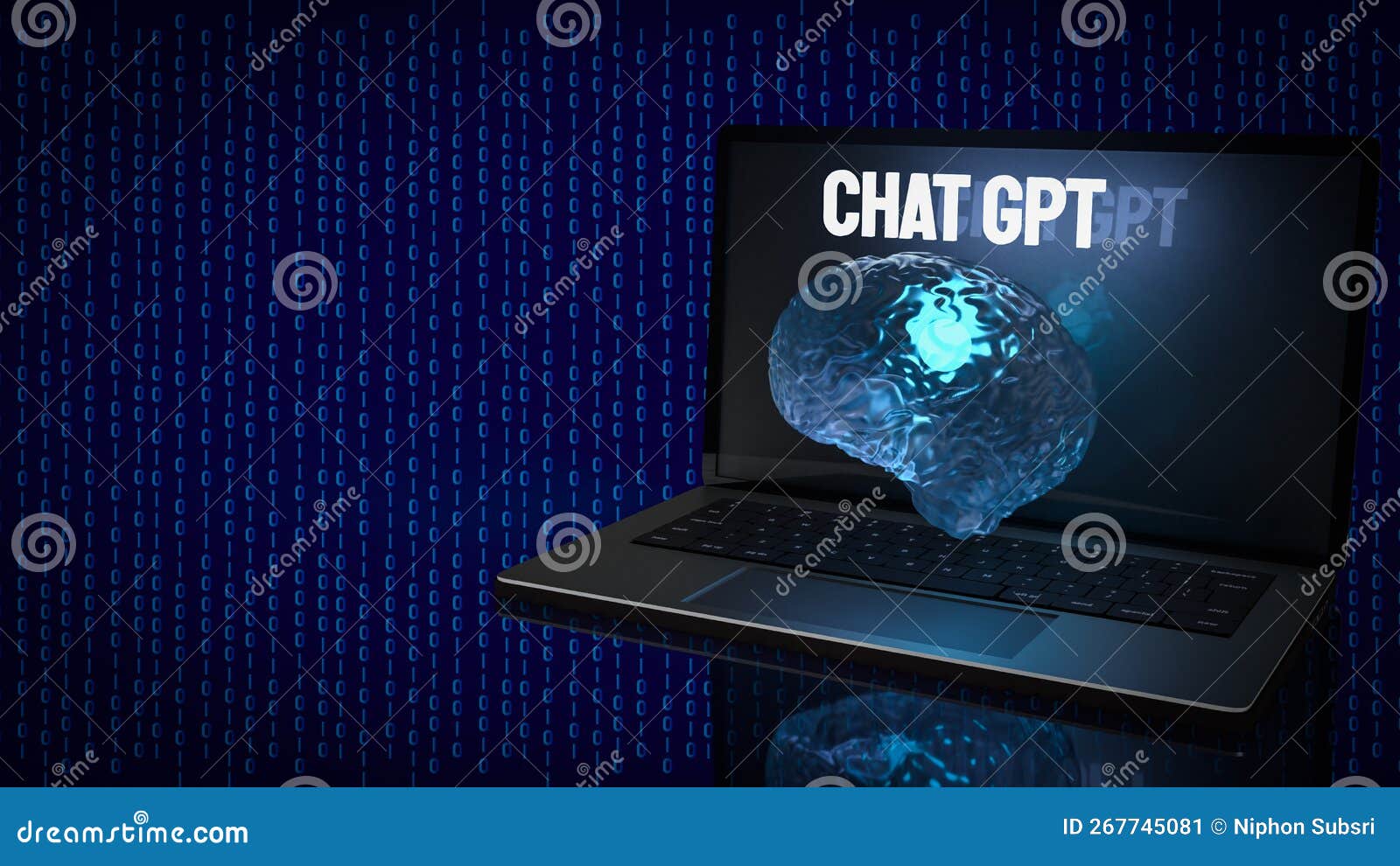 The Chat Gpt Text and Brain for Technology Concept 3d Rendering Stock ...