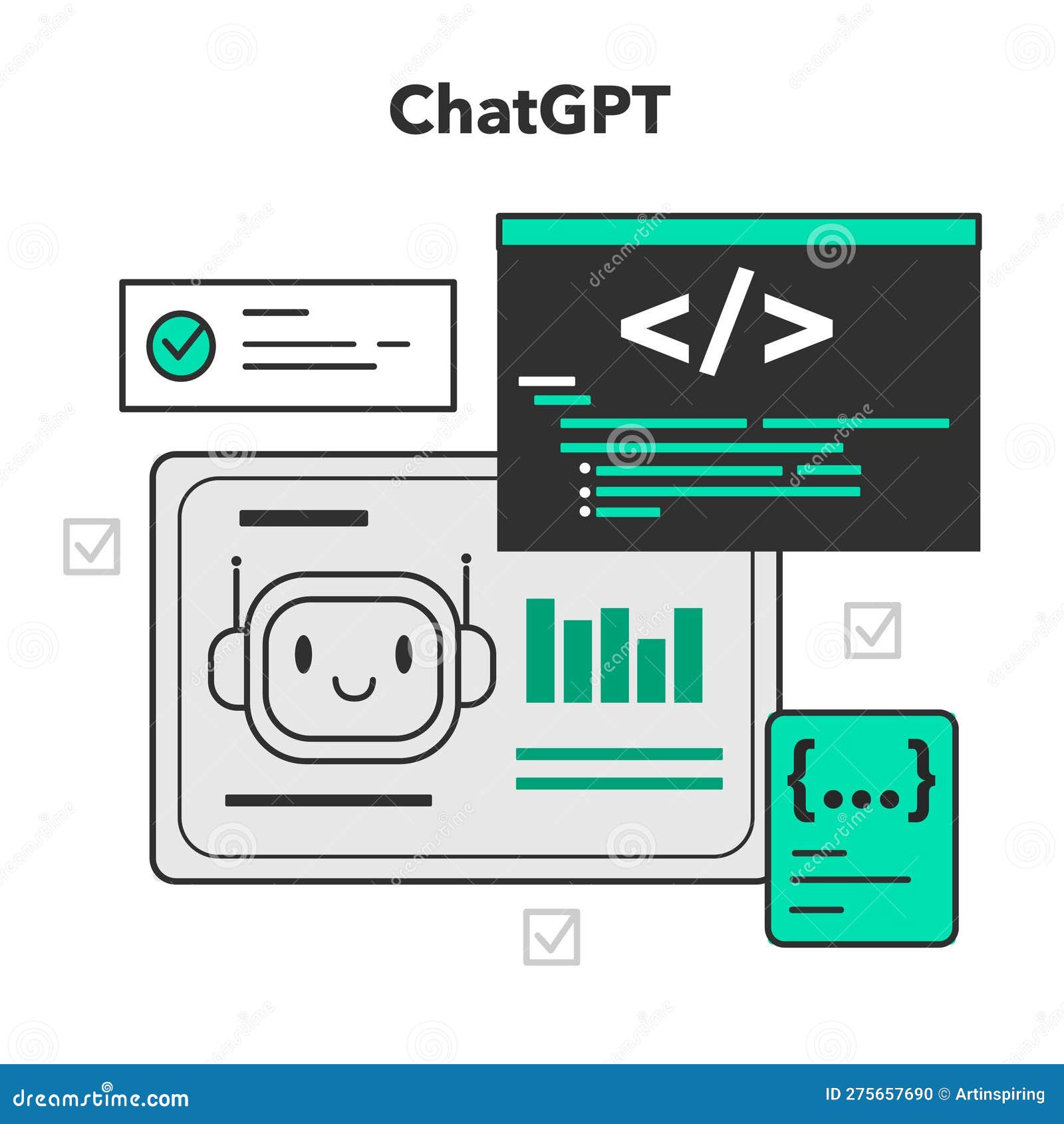 ChatGPT. Online Communication with Artificial Intelligence Chat Bot Stock Vector - Illustration ...