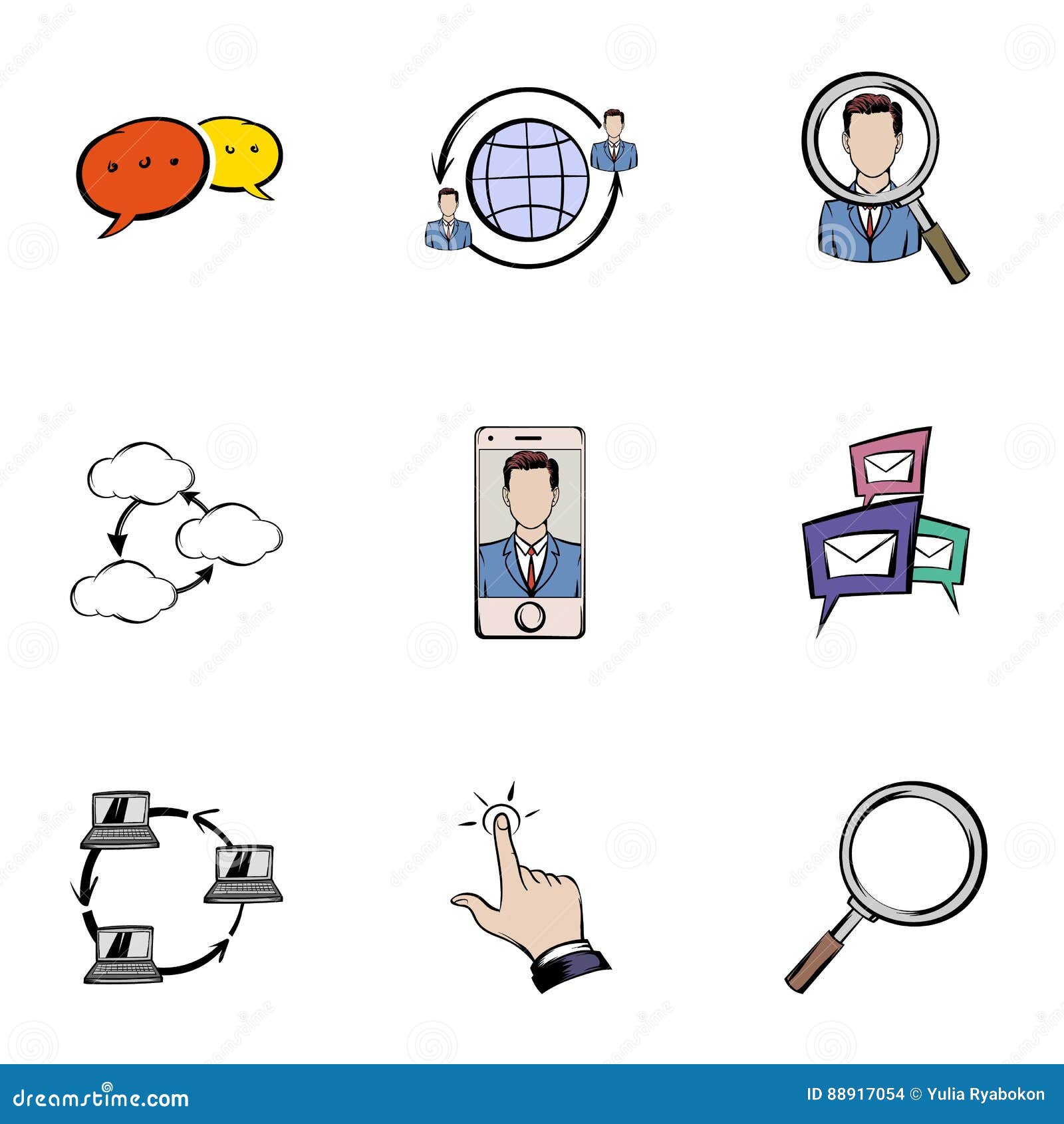 Chating Icons Set, Cartoon Style Stock Vector - Illustration of ...