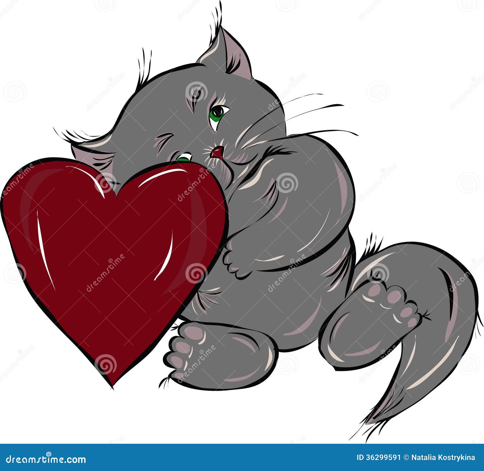 Chaton Amoureux Avec Le Coeur Illustration de Vecteur - Illustration du ...