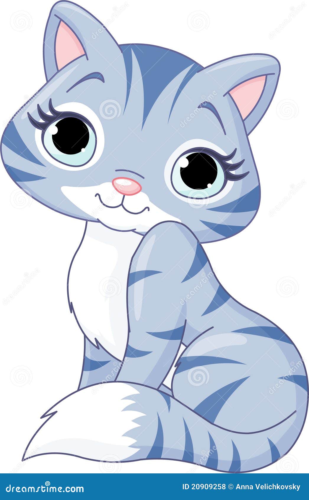 Chaton mignon illustration de vecteur. Illustration du bleu - 20909258