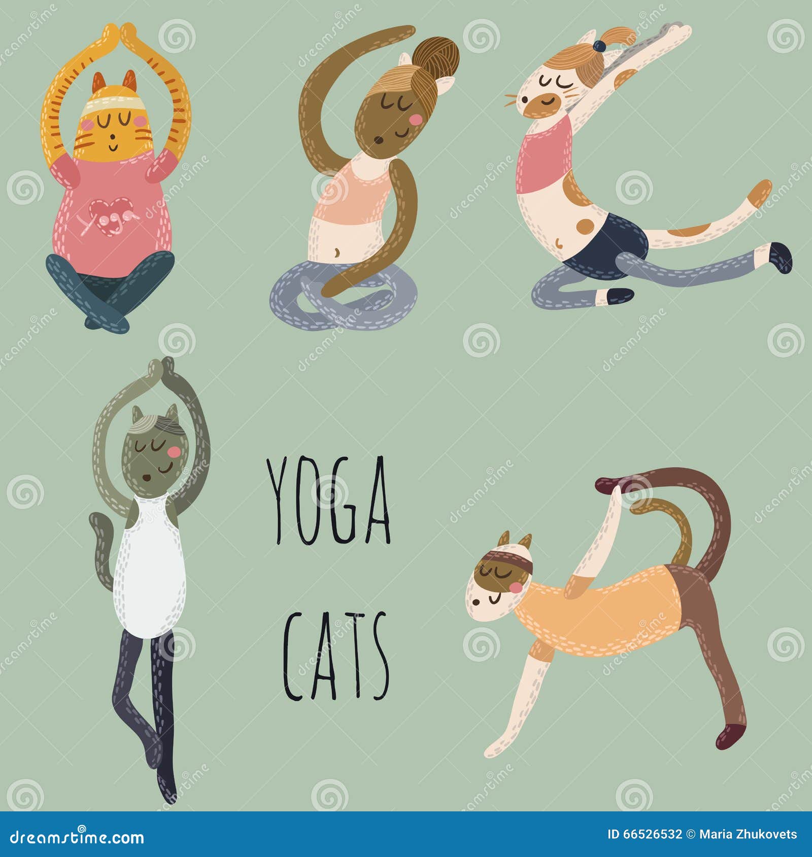 Chats de yoga illustration de vecteur. Illustration du main - 66526532