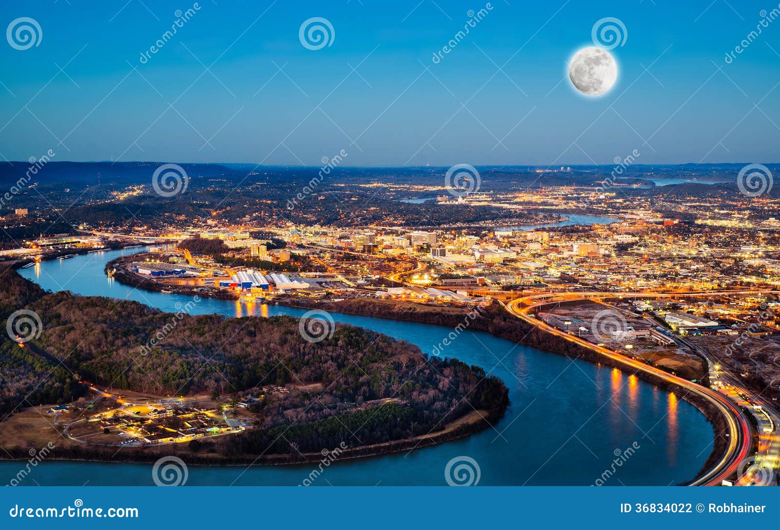 Chattanooga Downtown at Night Stock Photo - Image of tennessee ...