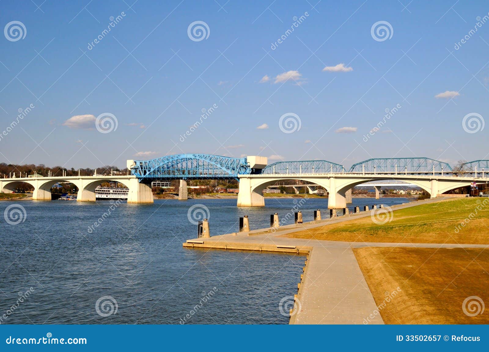 Chattanooga Riverfront Bridge Stock Image - Image of nature, interstate ...