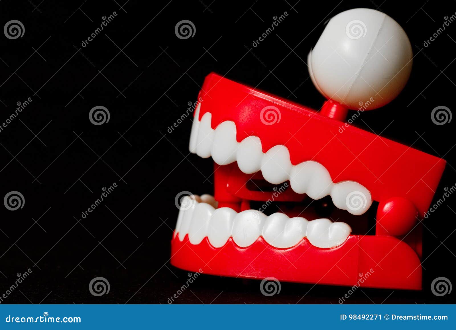 Chattering Teeth Toy from the Side with Open Mouth Stock Image - Image ...