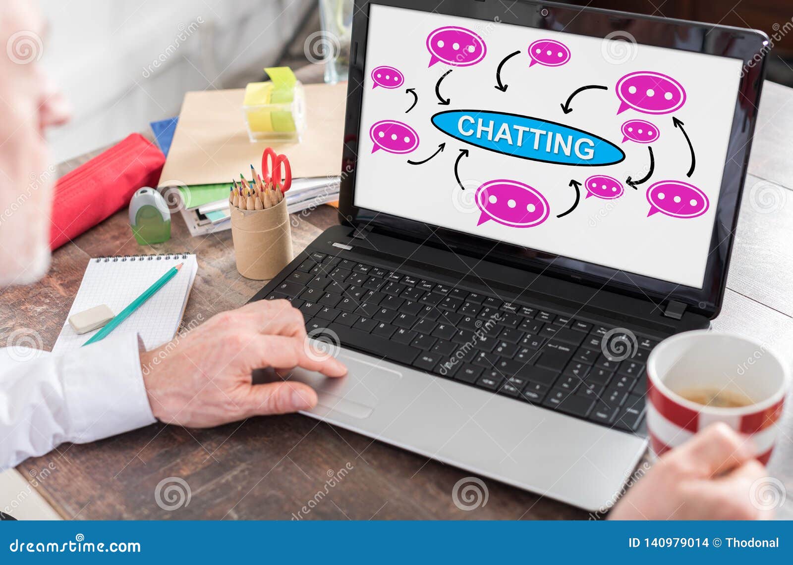 Chatting Concept on a Laptop Screen Stock Photo - Image of conversation ...