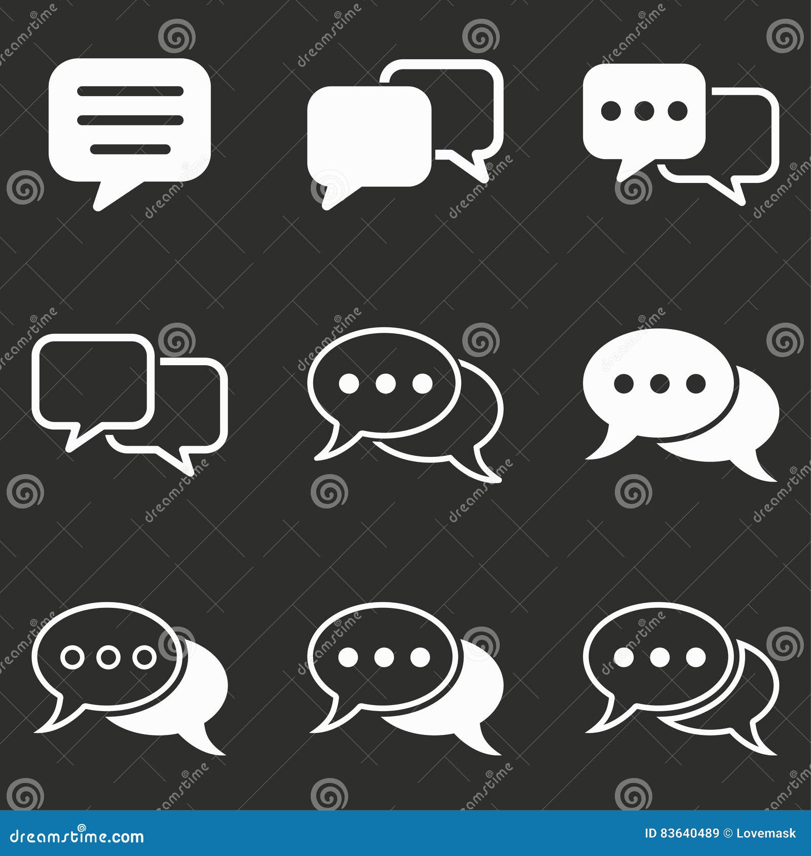 Chatting icon set. stock vector. Illustration of message - 83640489