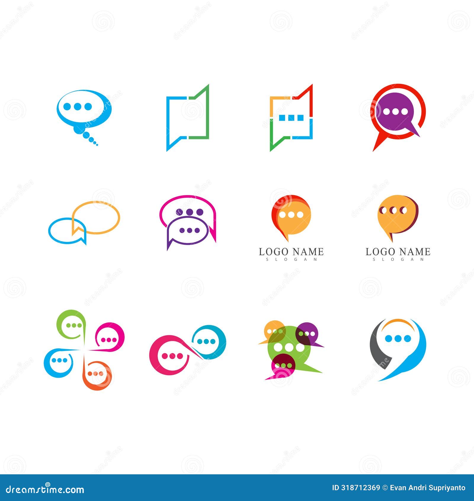Chatting Logo Vector Template and Symbol Stock Vector - Illustration of ...