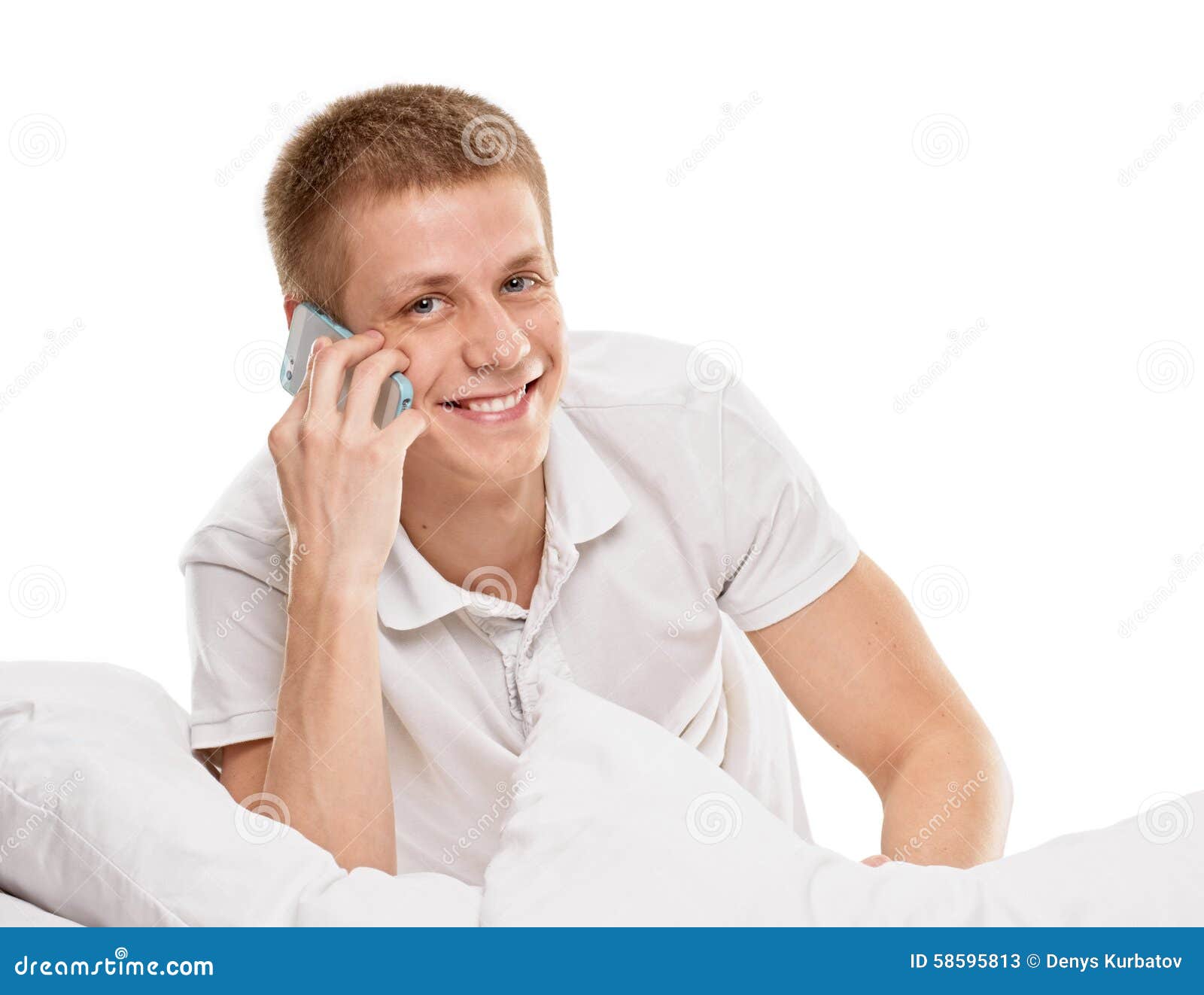 Chatting on Mobile Smiling Man Stock Image - Image of adult, smart ...
