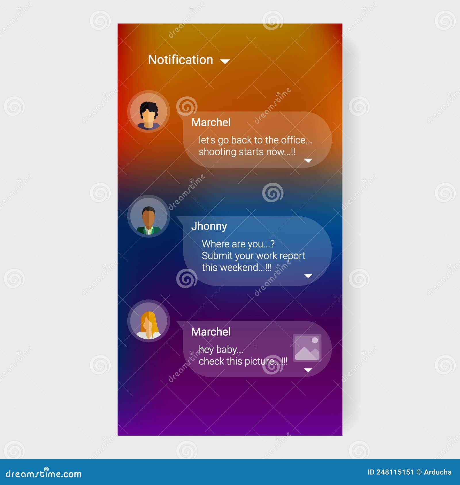 Chatting Notification Ui Lock Screen Template Stock Vector ...