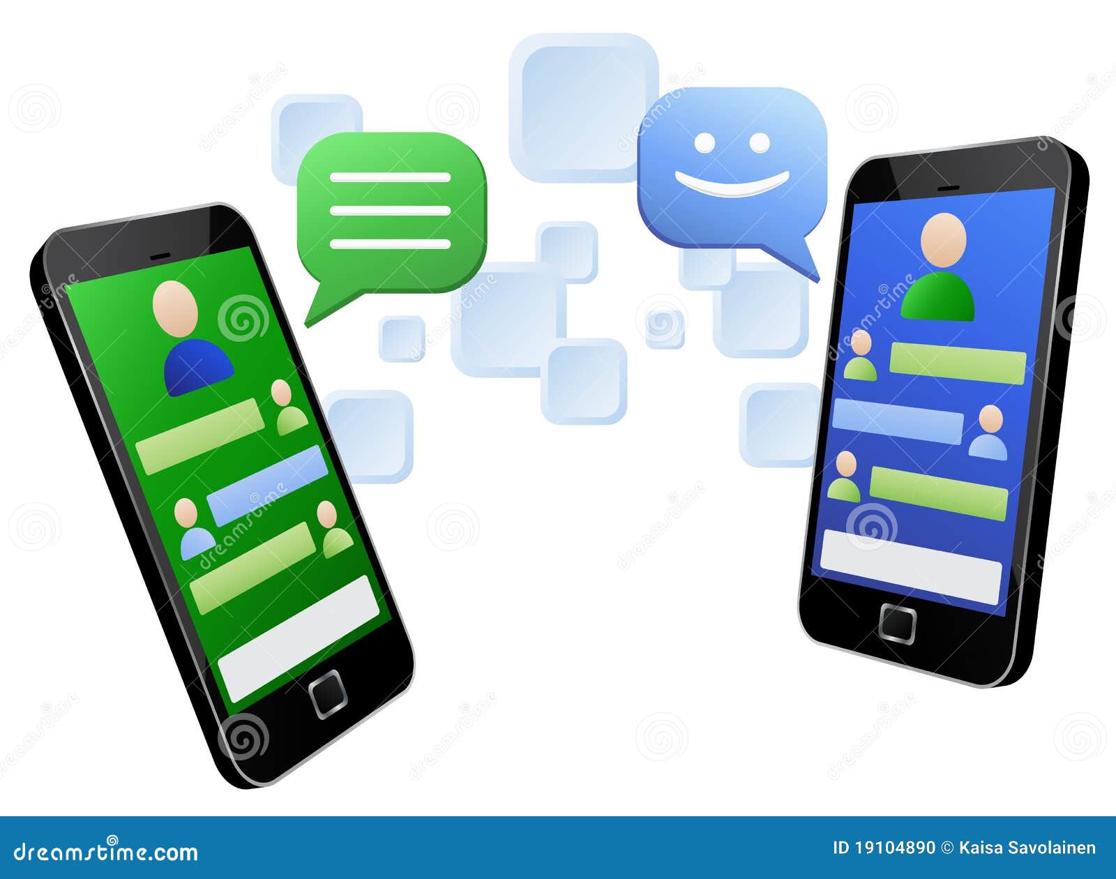 Chatting through Touch Screen Smartphones Stock Vector - Illustration ...