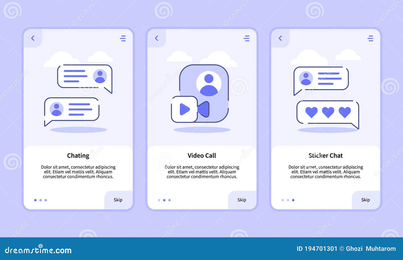 Chatting Video Call Sticker Chat Onboarding Screen for Mobile Apps ...