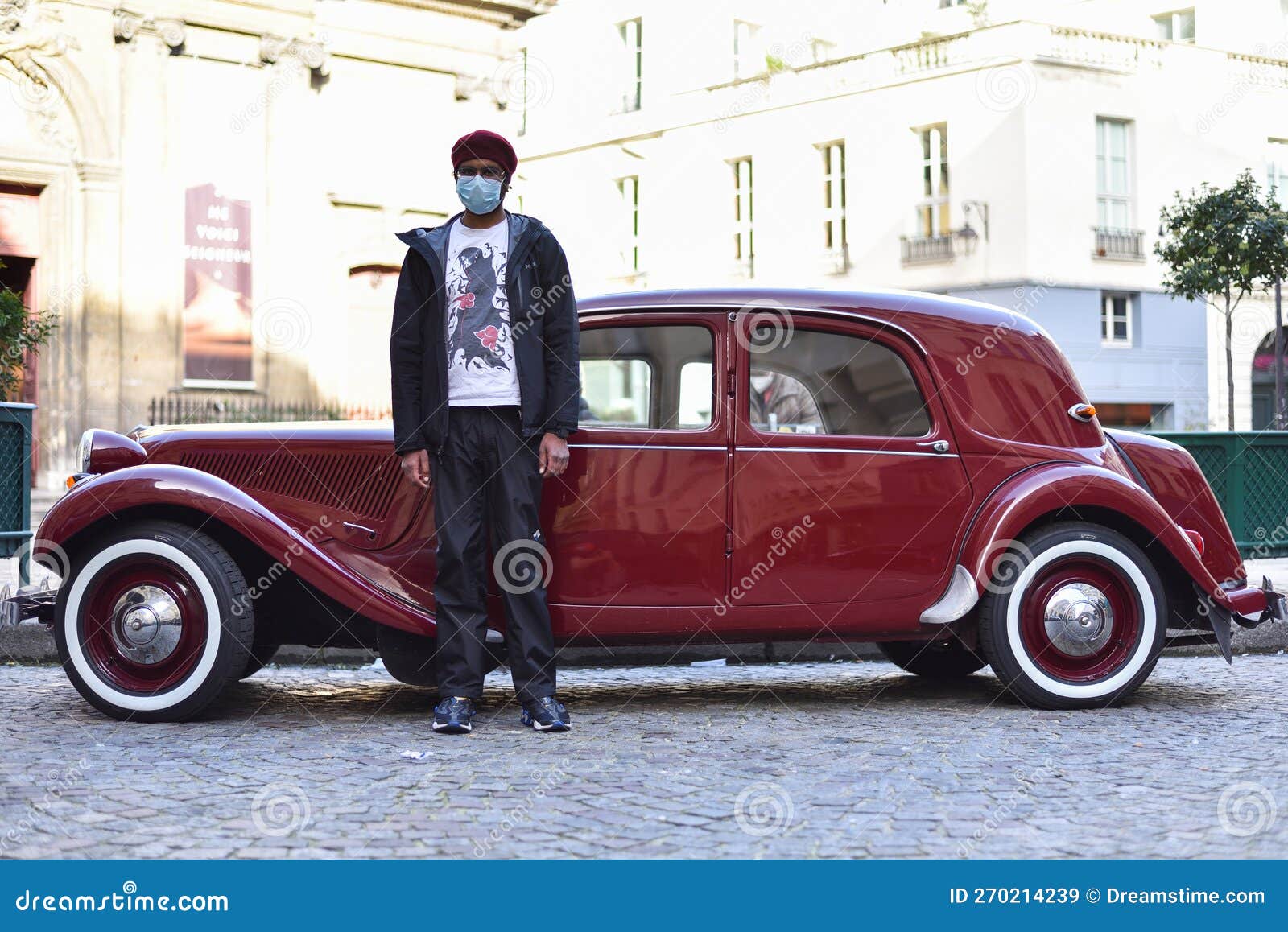 Chauffer, Driver with Red Old Timer in Paris, France Editorial Stock ...