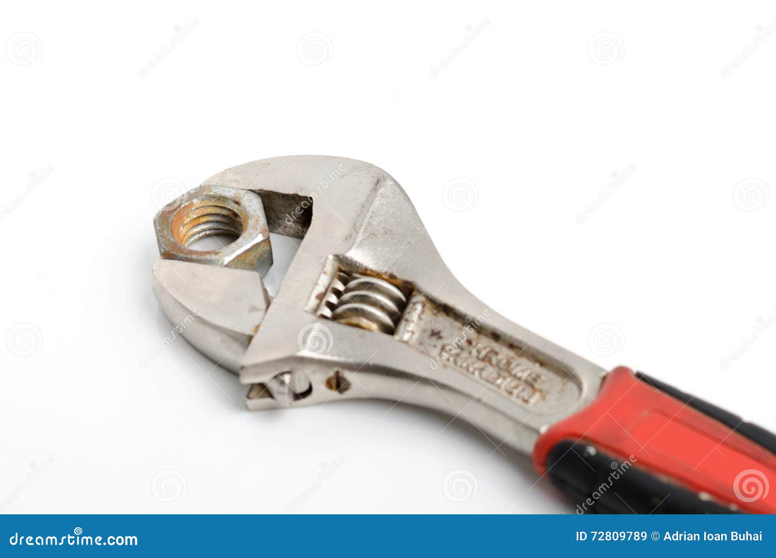 Chave Chave Francesa E Porca Oxidada No Fundo Branco Imagem de Stock ...