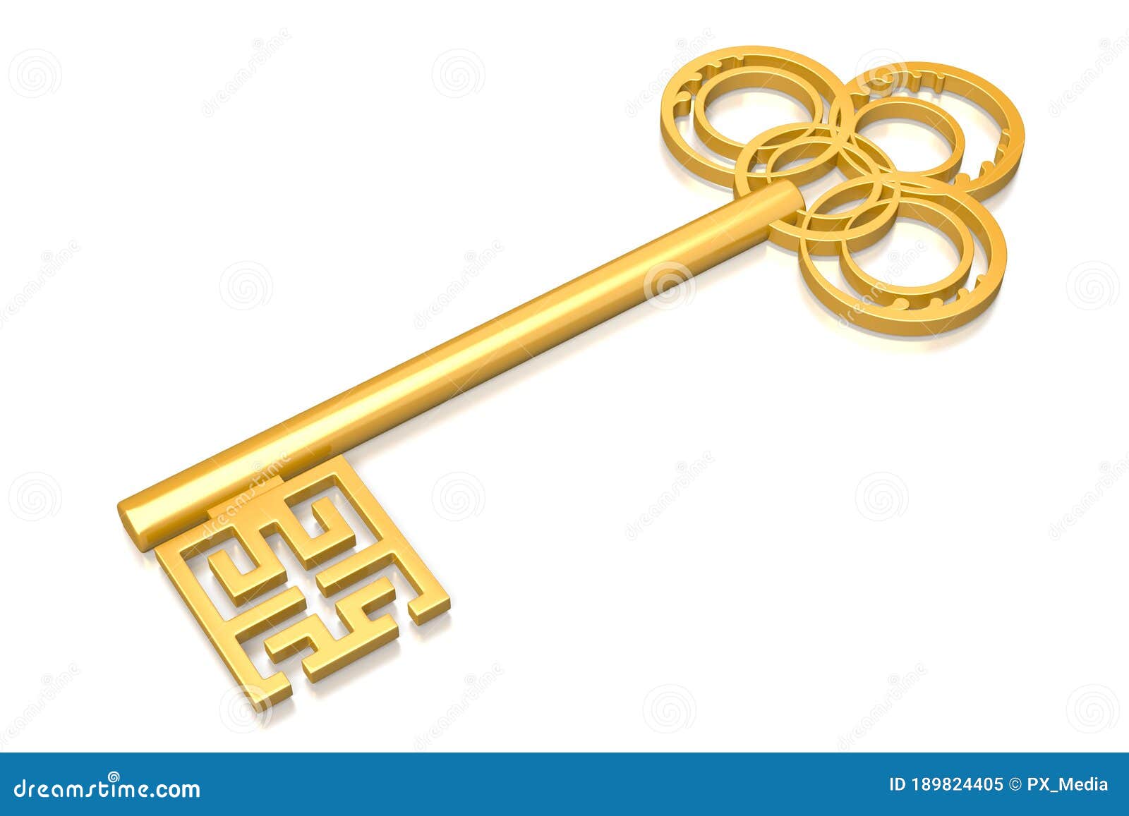 Chave Dourada 3d Em Fundo Branco Ilustração Stock - Ilustração de porta ...