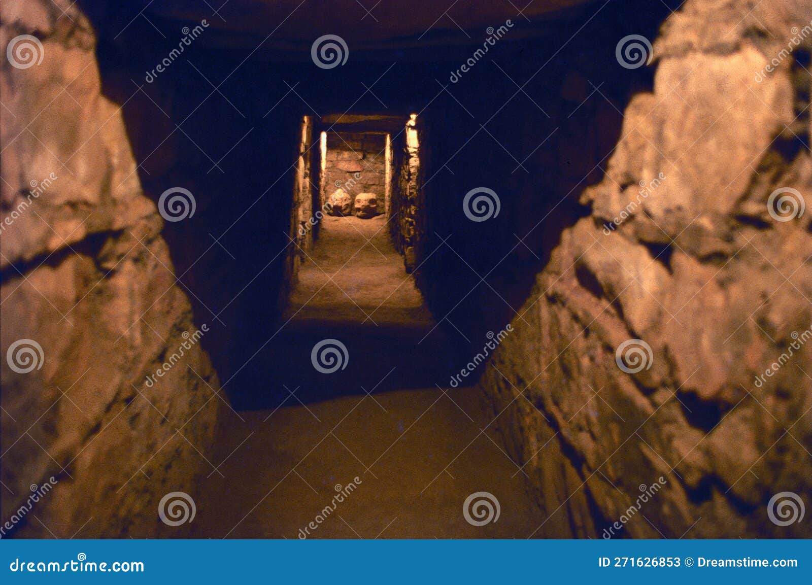 Chavin, Ancash, Peru a Stone Wall Corridor with Artificial Illumination ...