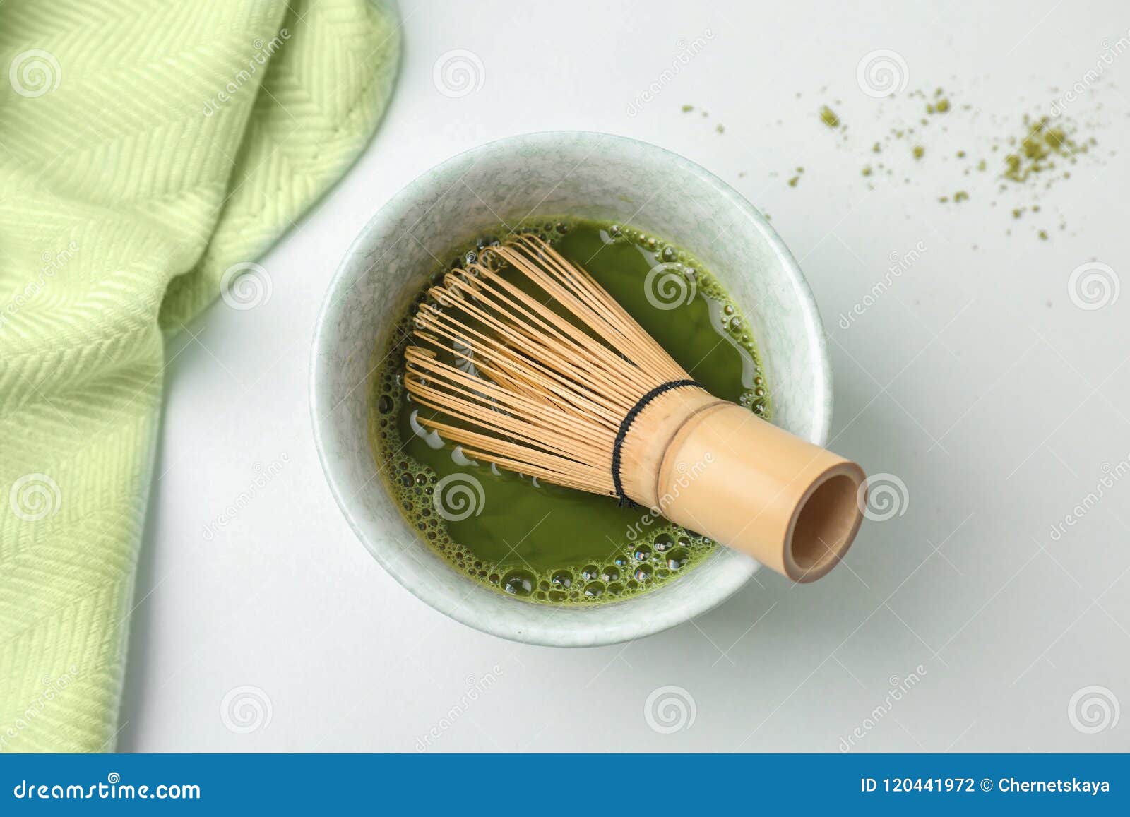 Chawan with Fresh Matcha Tea and Chasen on Table Stock Photo - Image of ...