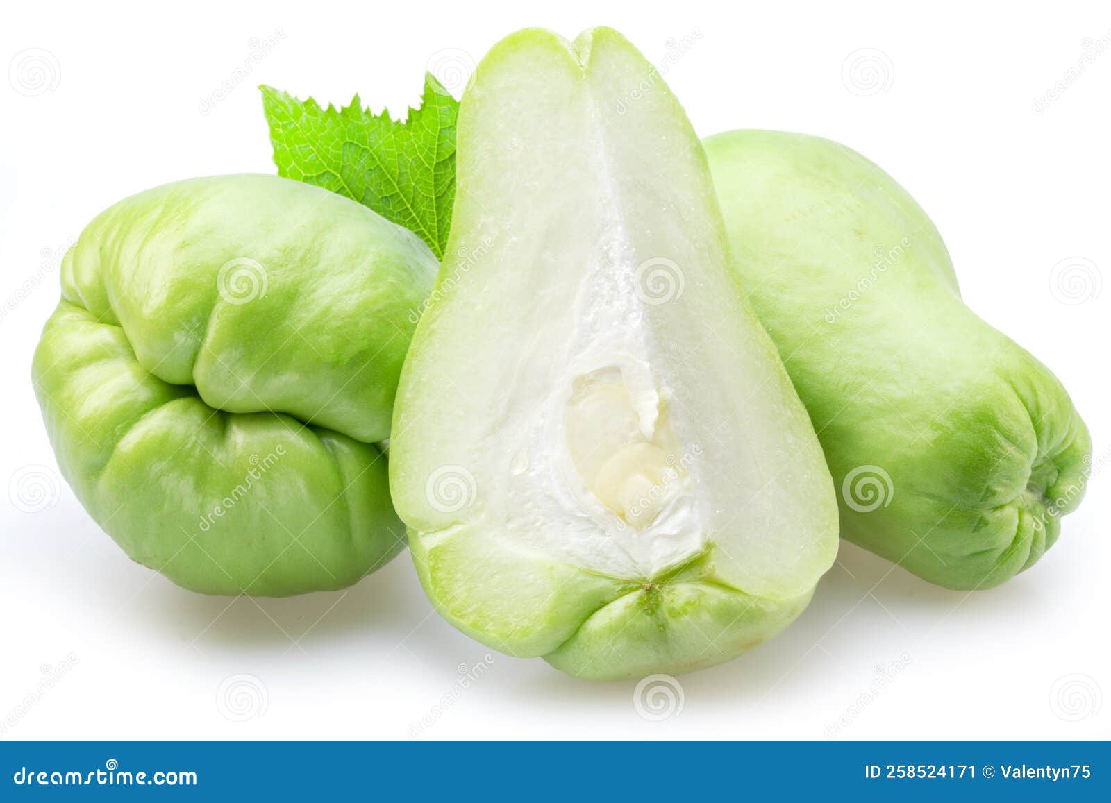 Chayote Cut In Half Showing The Pulp Or Flesh Isolated On White ...
