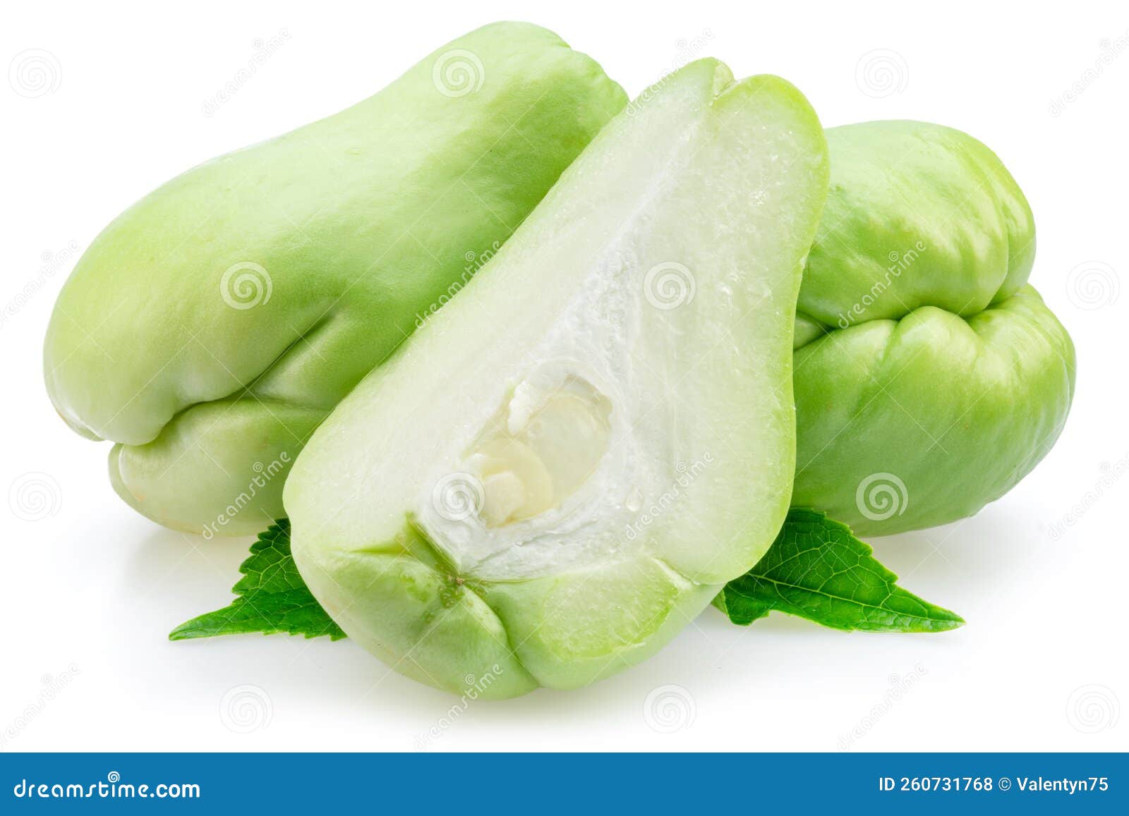 Chayote Cut In Half Showing The Pulp Or Flesh Isolated On White ...