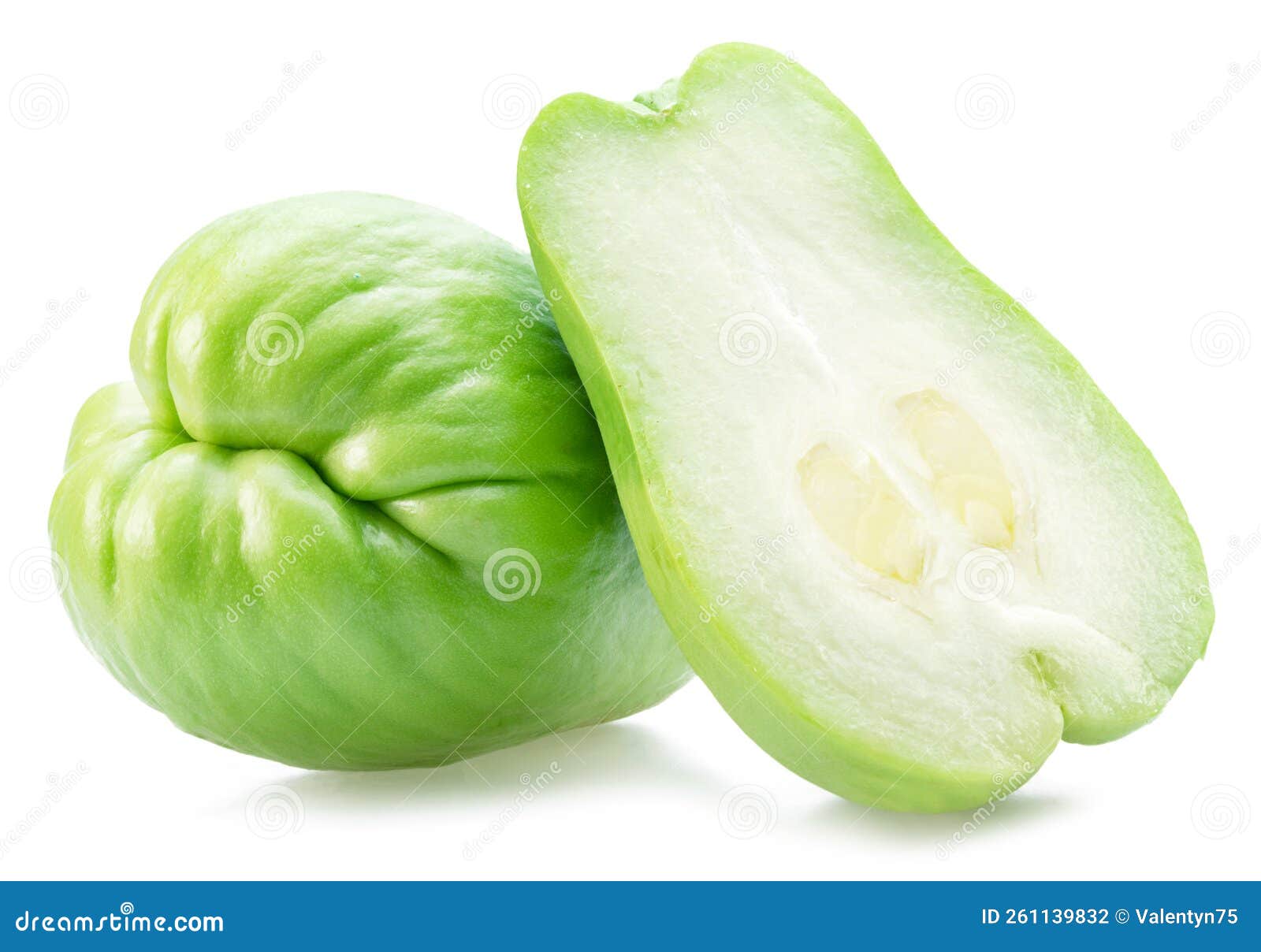 Chayote Cut In Half Showing The Pulp Or Flesh Isolated On White ...