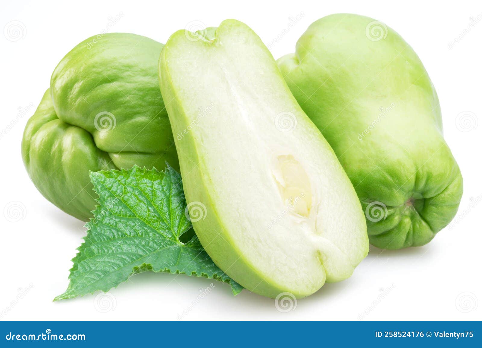 Chayote Cut In Half Showing The Pulp Or Flesh Isolated On White ...