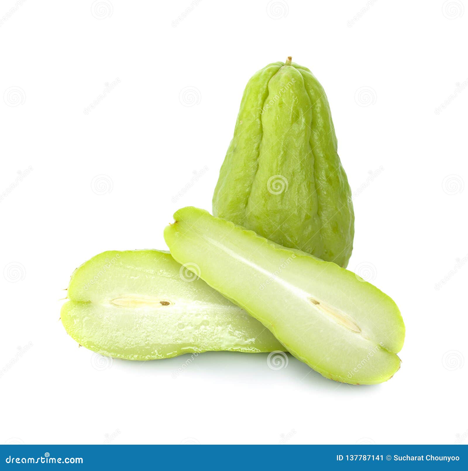 Chayote Isolated on White Background Stock Image - Image of leaves ...