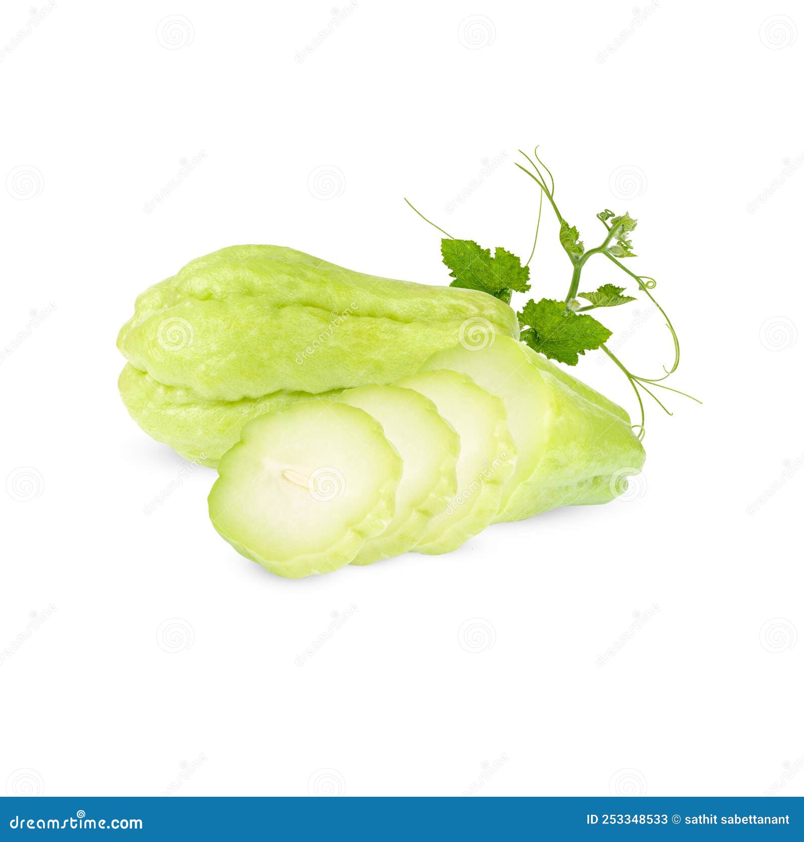 Chayote with Leaves Isolated on White Background Stock Image - Image of ...