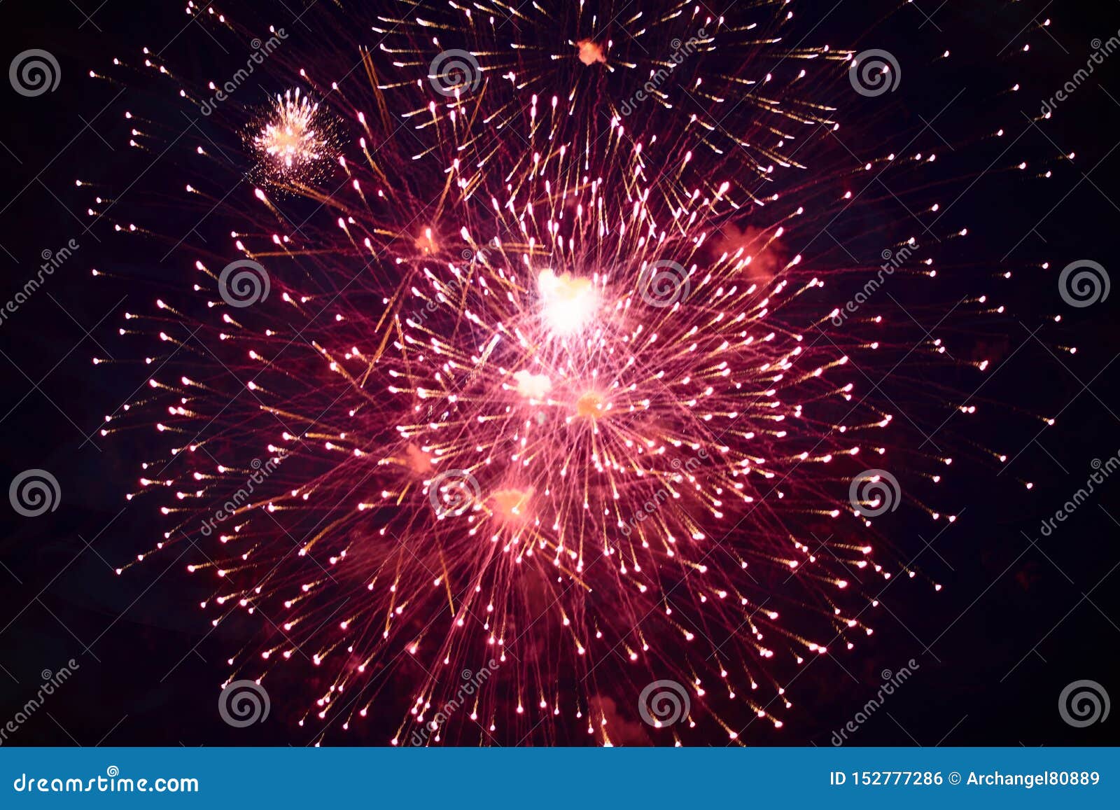 Cheap Beautiful Bright Fireworks, Red, in the Night Sky Stock Photo ...