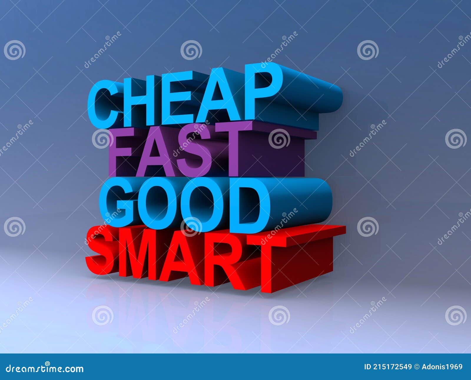Cheap Fast Good Smart on Blue Stock Illustration - Illustration of ...