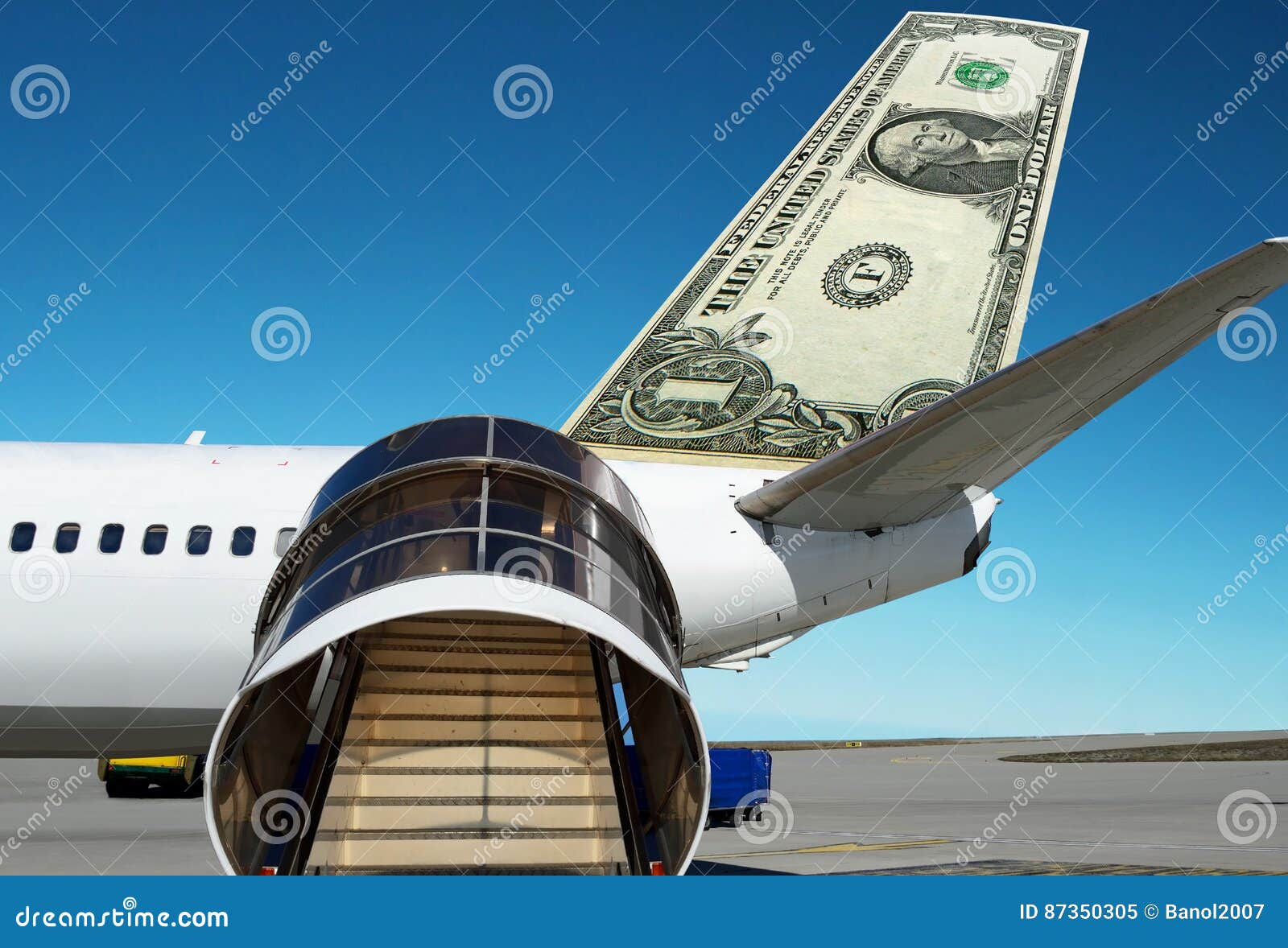 US Dollar on Plane. Cheap Flight. Stock Image - Image of aircraft ...