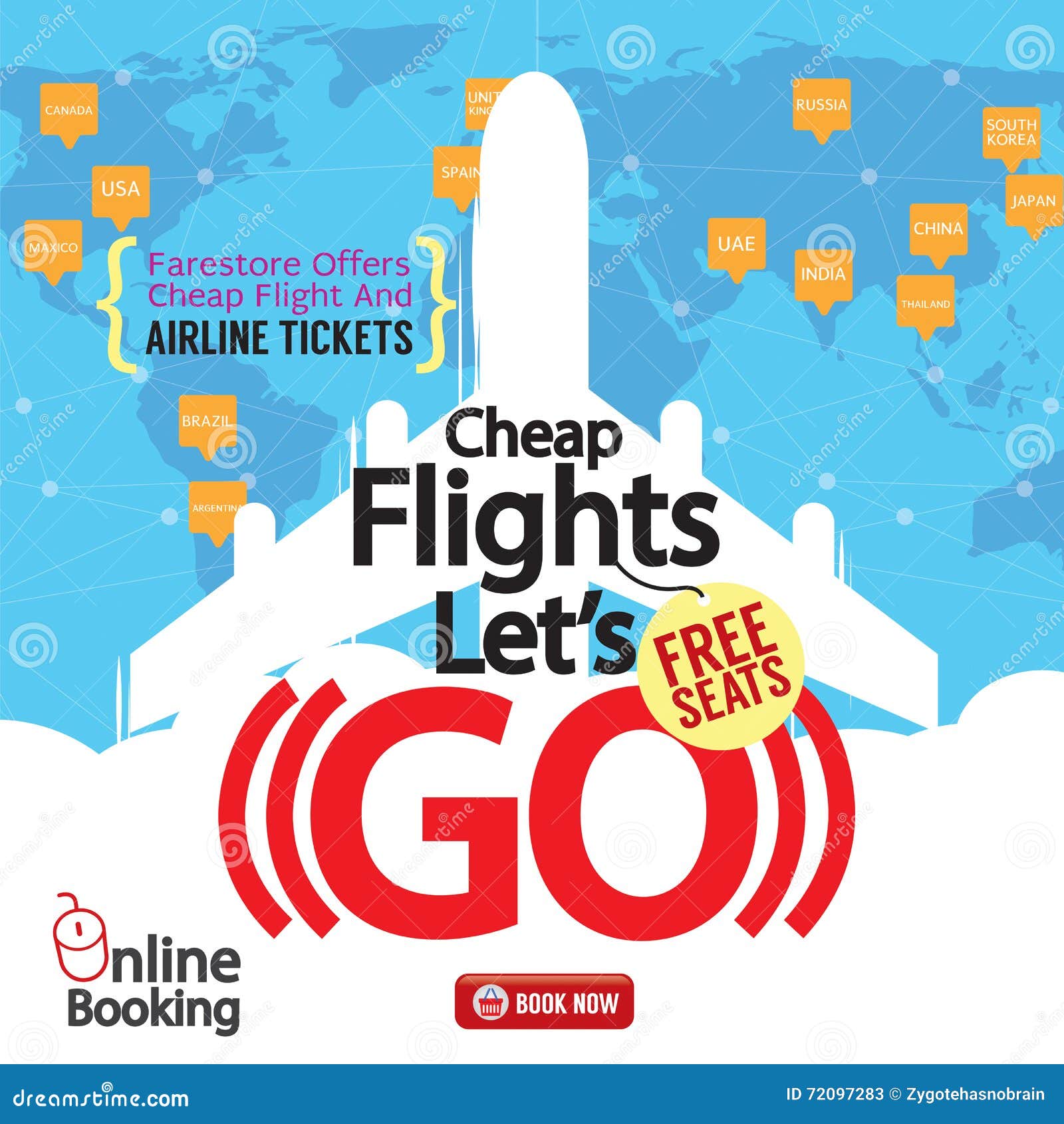 Cheap Flights Advertising Banner. Stock Vector - Illustration of ...