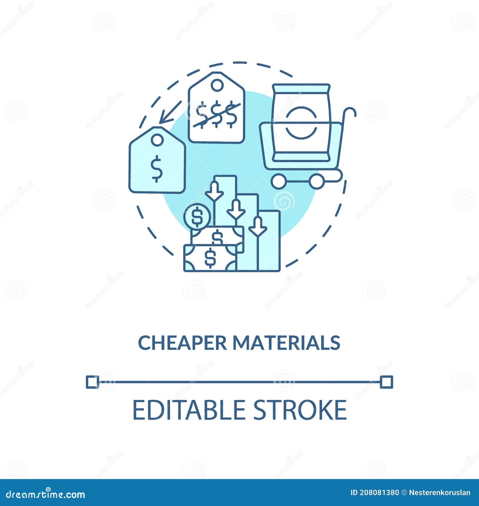Cheaper Materials Concept Icon Stock Vector - Illustration of company ...