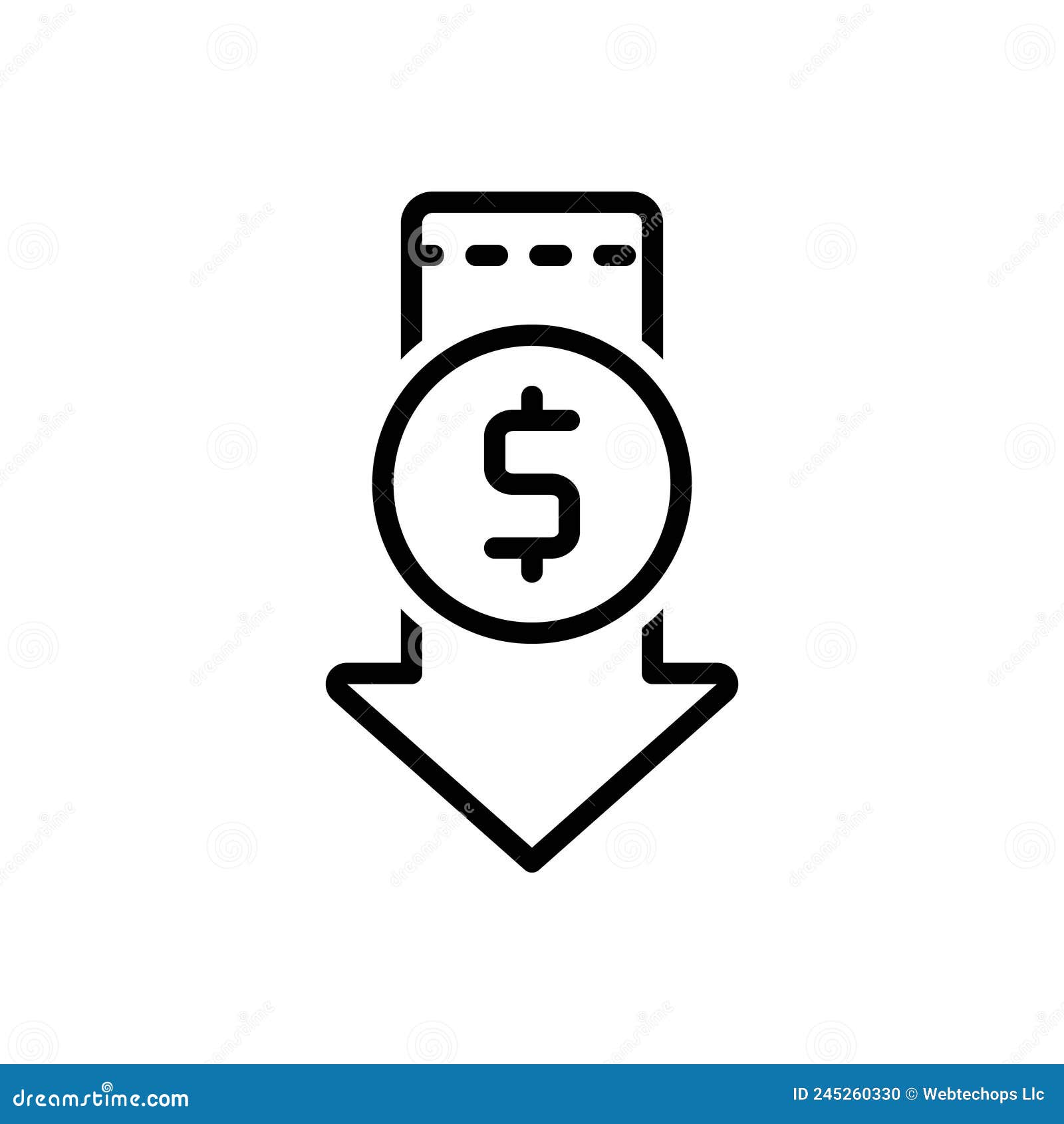 Black Line Icon for Cheapest, Low Cost and Priced Stock Vector ...