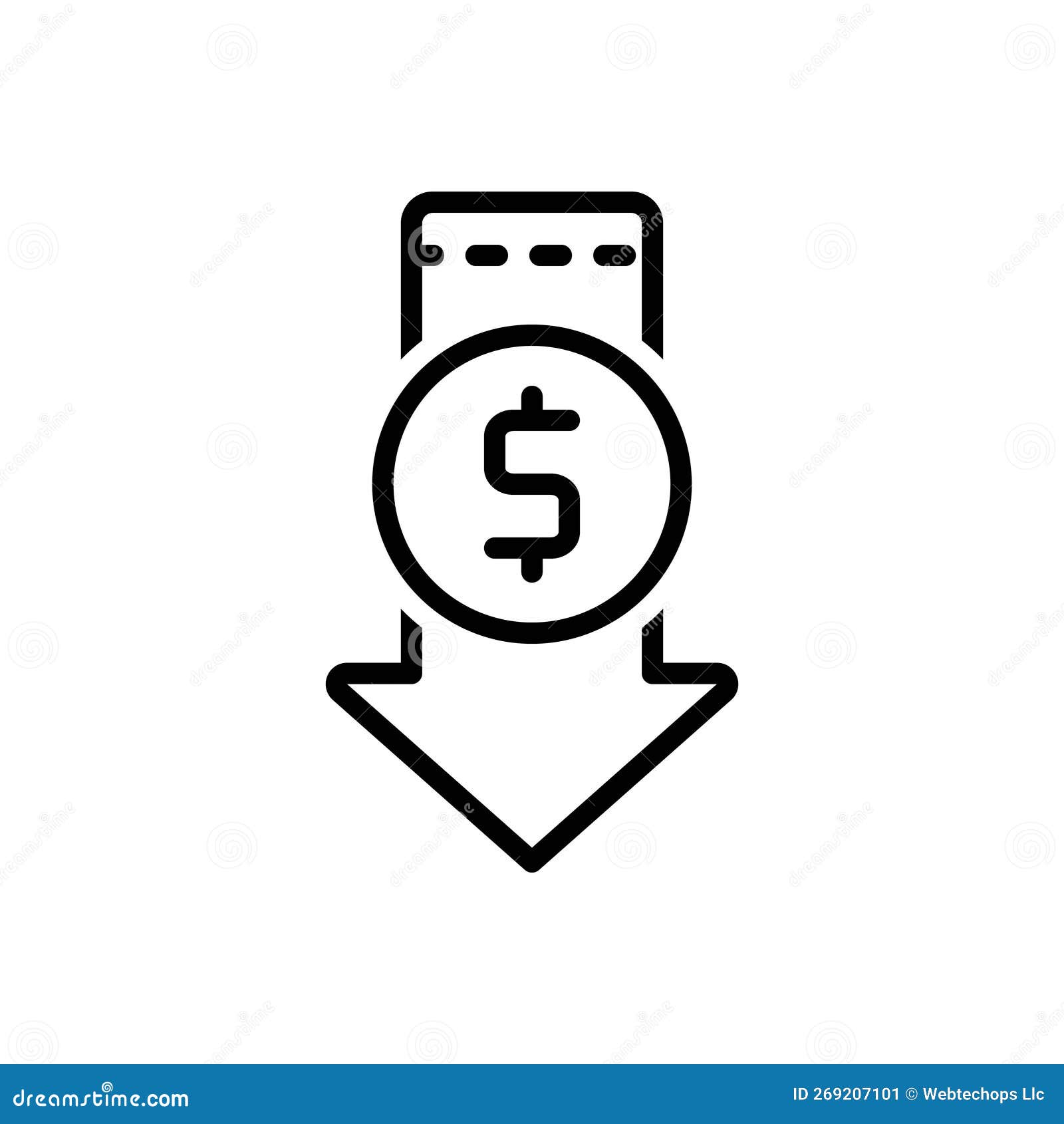 Black Line Icon for Cheapest, Low Cost and Priced Stock Illustration ...