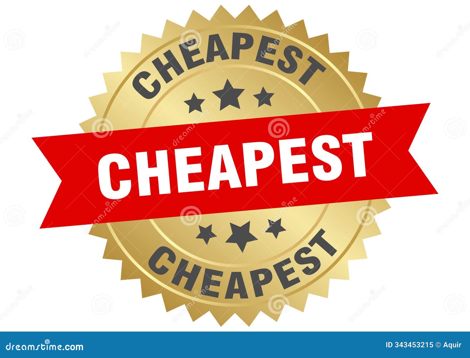 Cheapest. Cheapest Round Red and Gold Label Isolated on Transparent ...